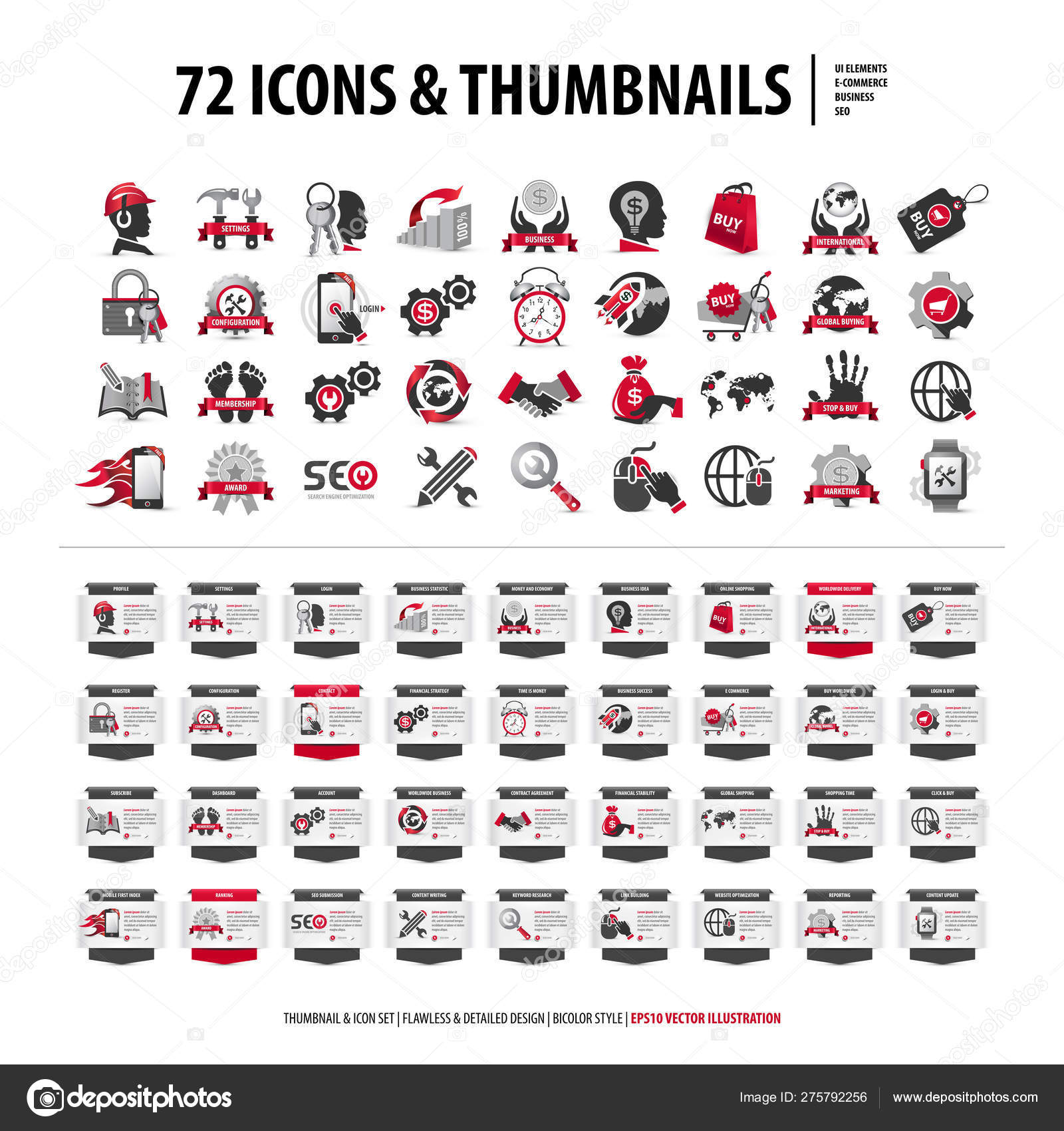 72 icons and thumbnails Stock Vector by ©vectorshape 275792256