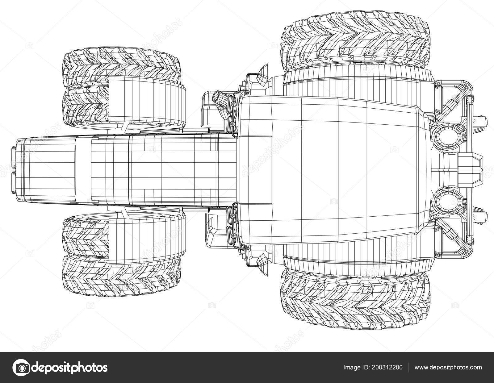 Working Tractor Vector. Created illustration of 3d — Stock Vector ...