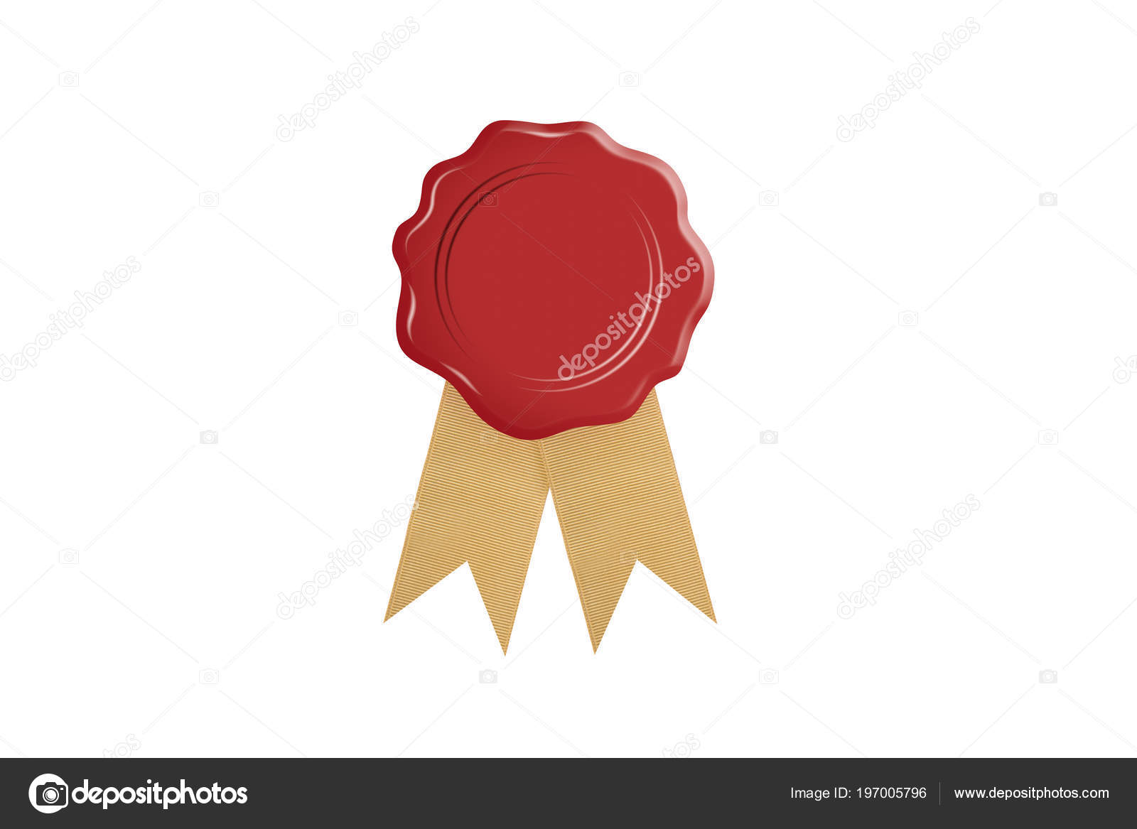 Red Winner Medal Symbol Golden Ribbon Isolated White Background Stock ...