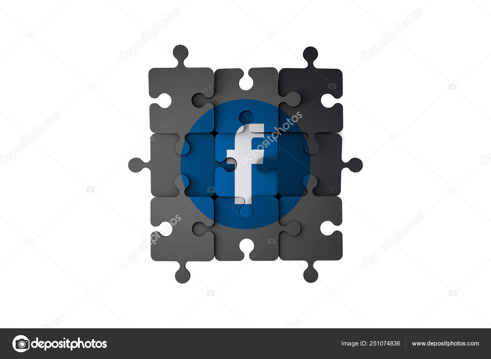 Social Media Facebook Icon on Puzzle Pieces Stock Illustration by ...