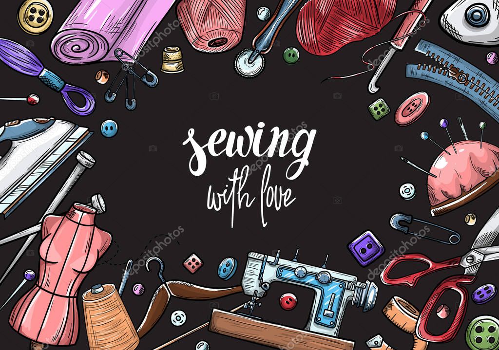 Sastre o modista trabajo y diseño de moda atelier bosquejo artículos ...