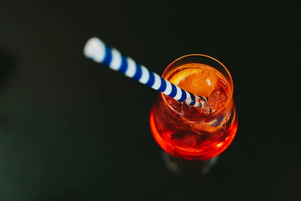 Glass Aperol Spritz Blue Straw Italian Cocktail Fine Film Grain Stock ...