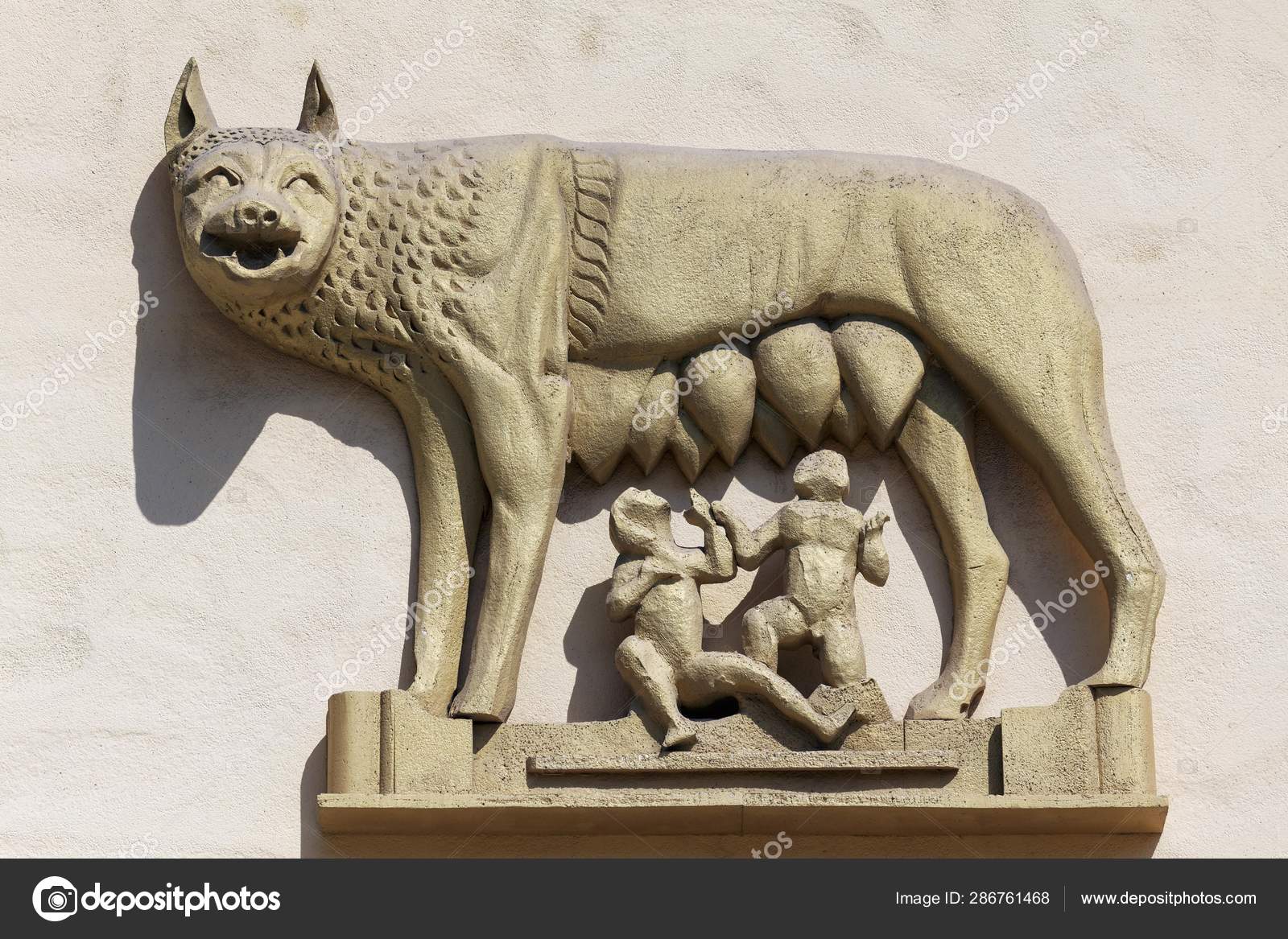 Roman She Wolf Suckling Romulus Remus Relief House Wall Bagheria ...