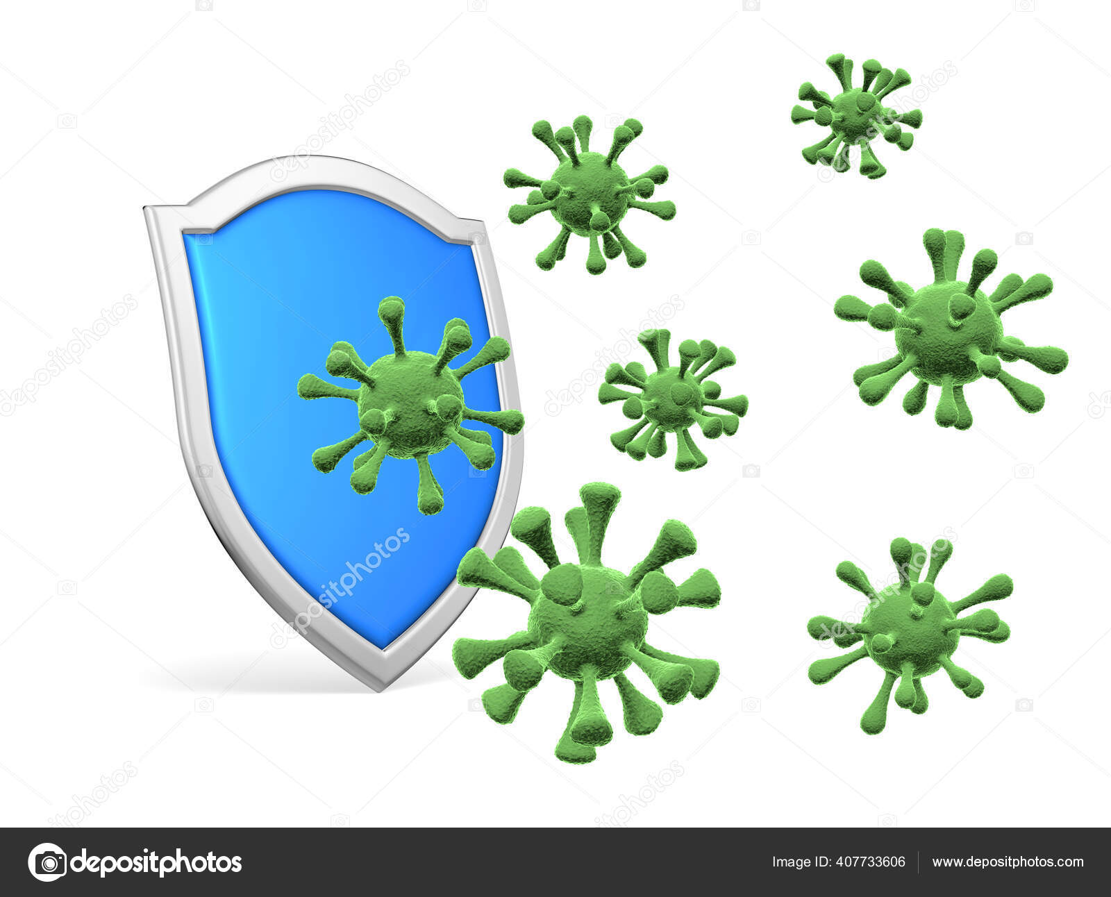 Shield Protect Form Viruses Bacteria Cells Isolated White Background ...