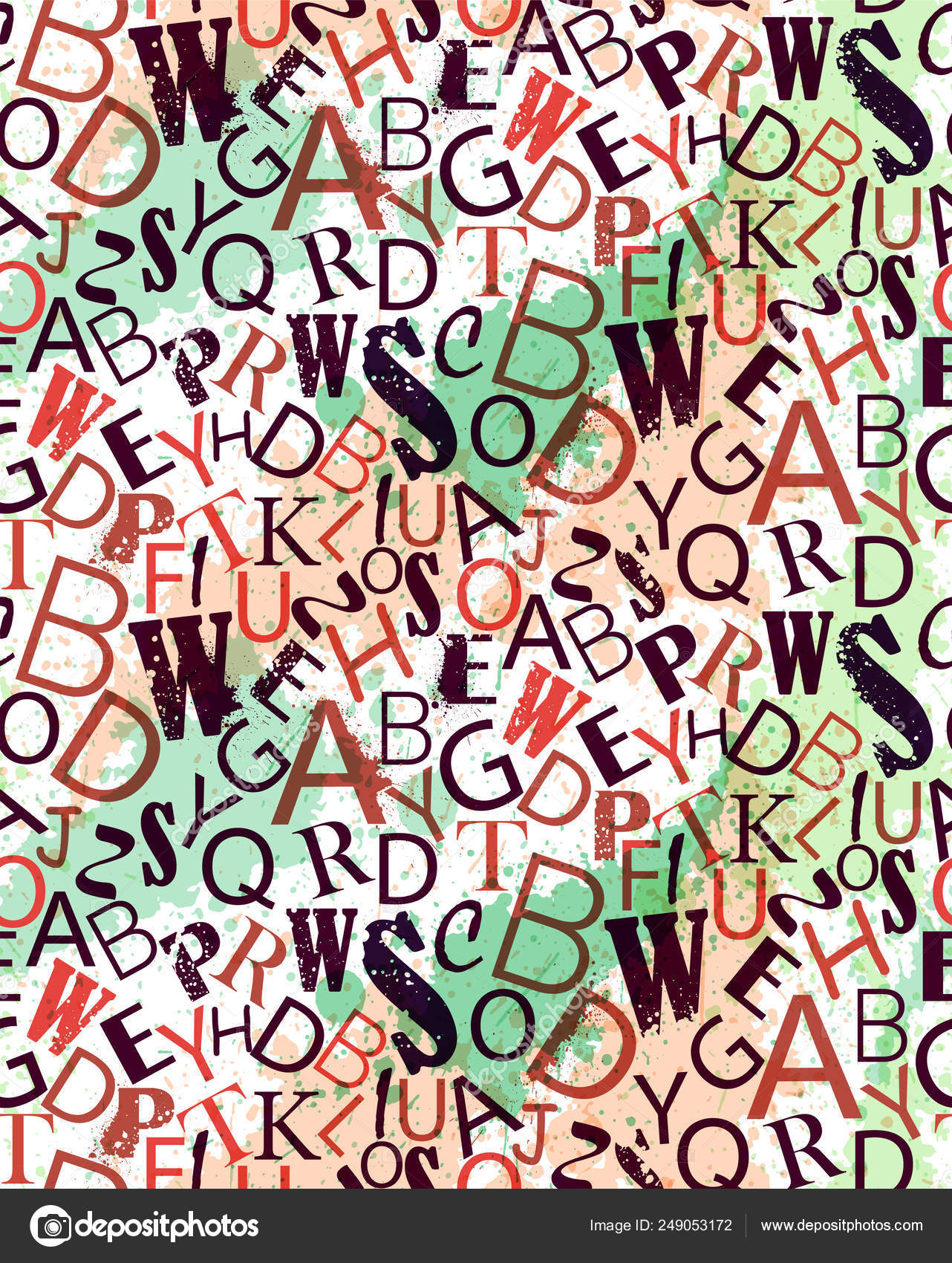 Grunge patrón de vectores alfabeto inconsútil colorido. Brillante ...