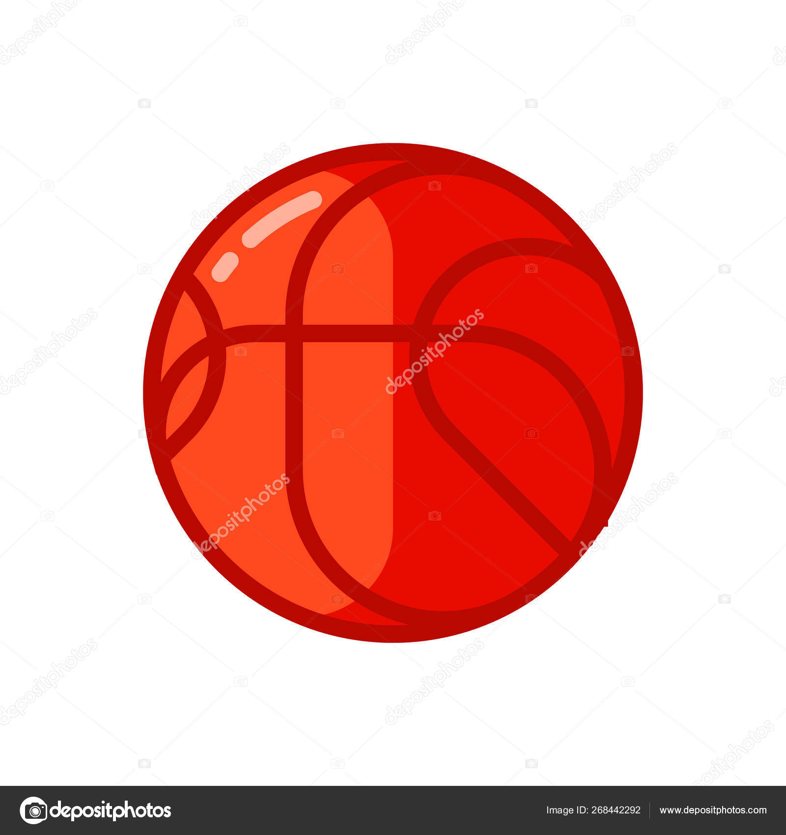 Icon of red basketball ball in flat style. Stock Vector Image by ...