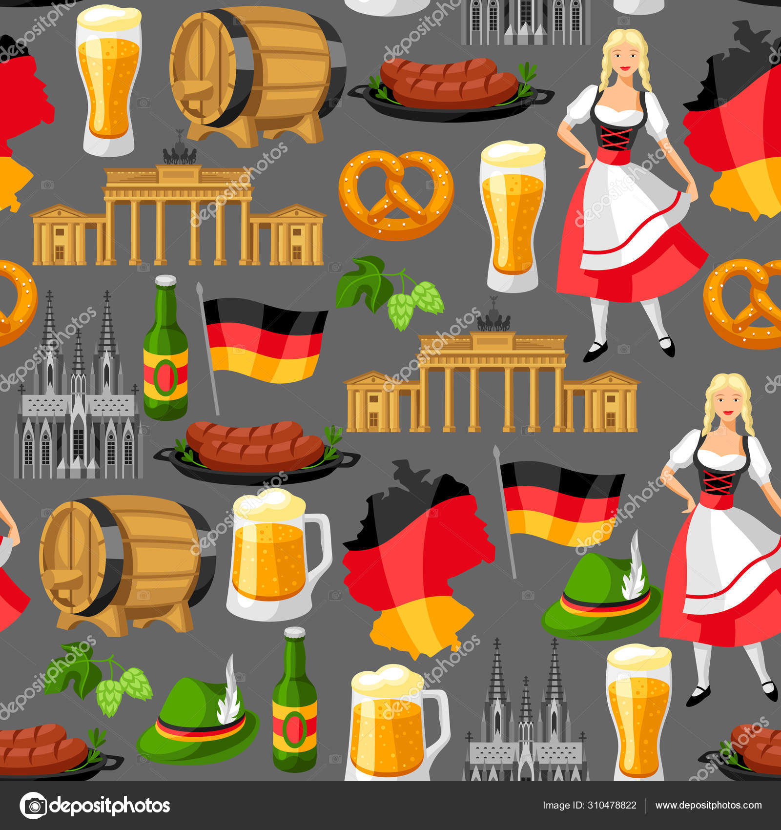 German seamless pattern. Germany national traditional symbols. Stock ...