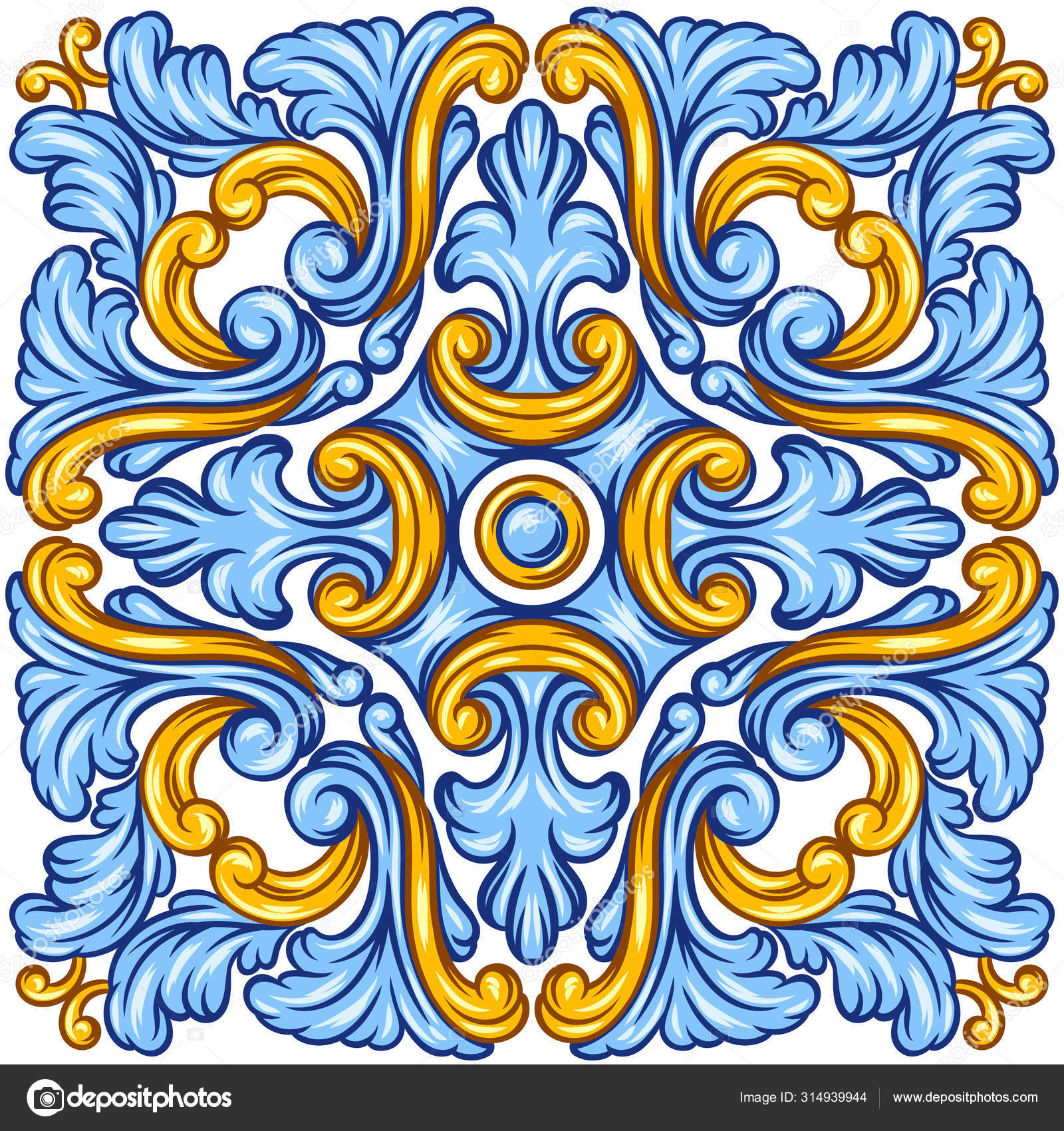 Portuguese azulejo ceramic tile pattern. Stock Vector Image by ...