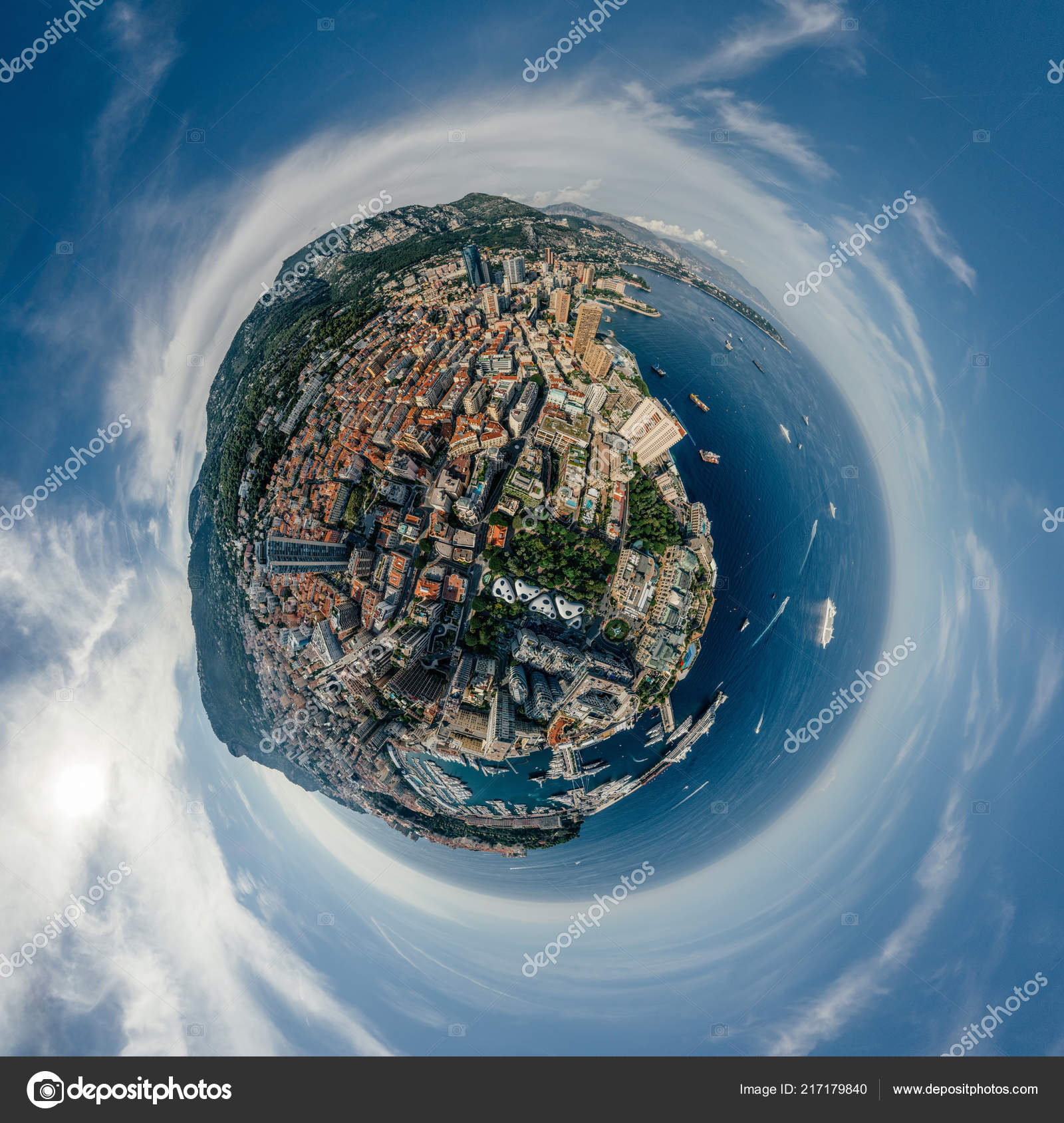 Mountains in Monaco Monte-Carlo city riviera Drone summer photo Air 360 ...