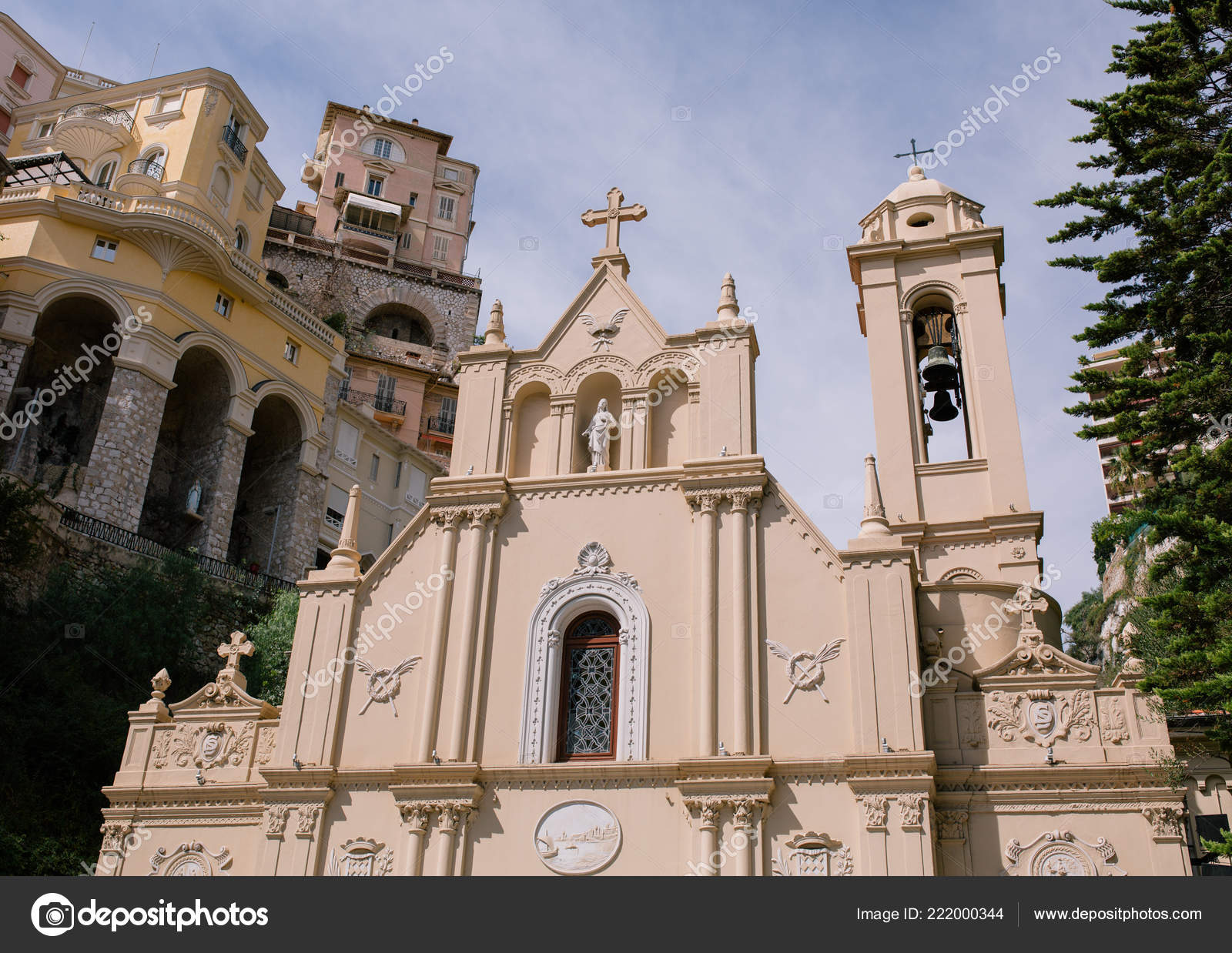 Church temple in monaco in the center of Monte-Carlo in the South of ...