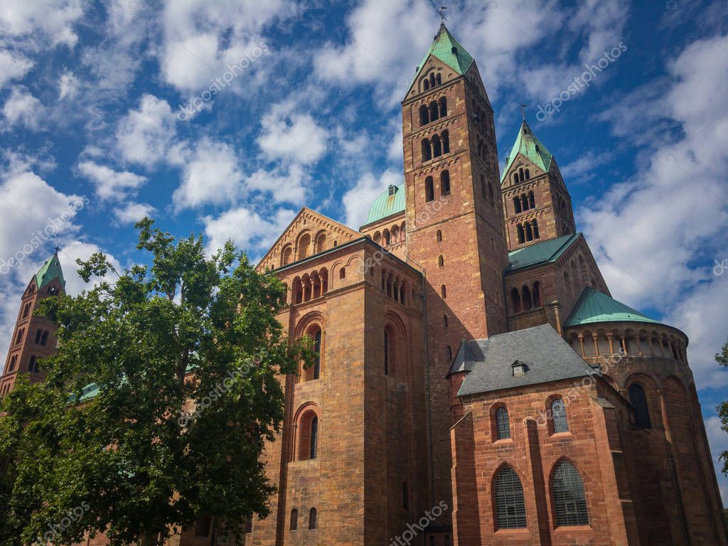 Vista desde el sureste hasta la histórica Catedral de Speyer, Alemania ...