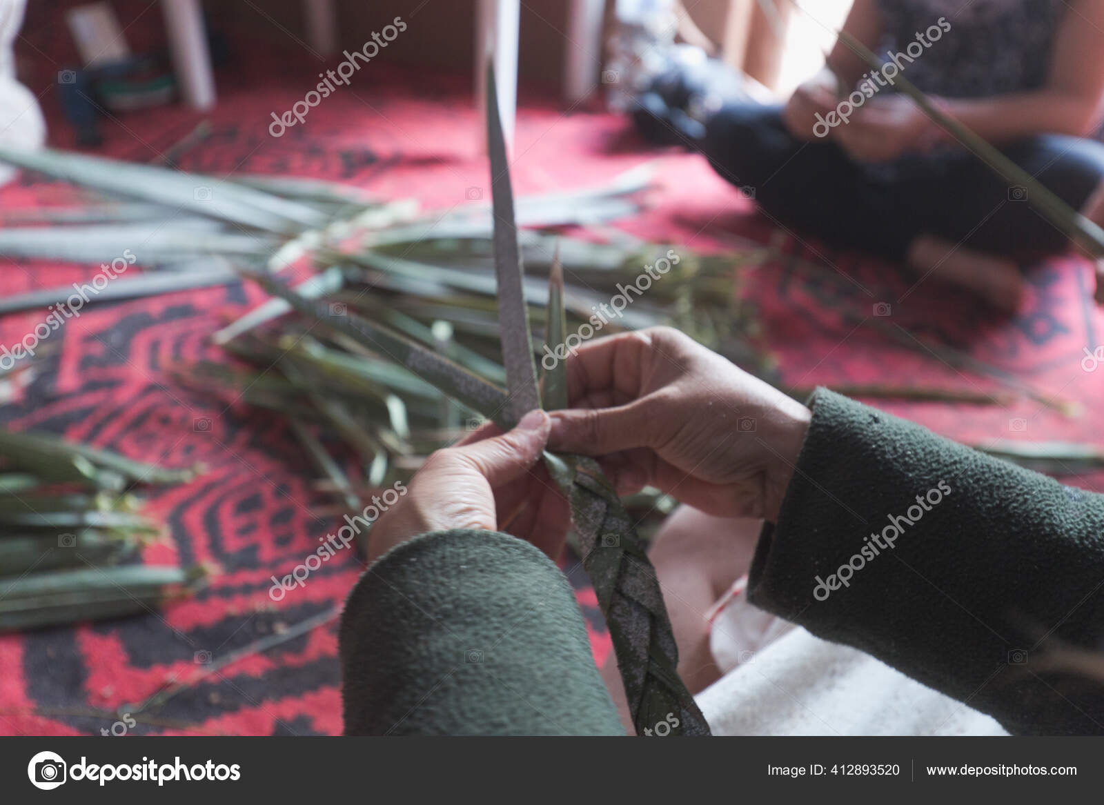 Hands People Braiding Palm Learning Workshop Shots Taken Natural Light ...