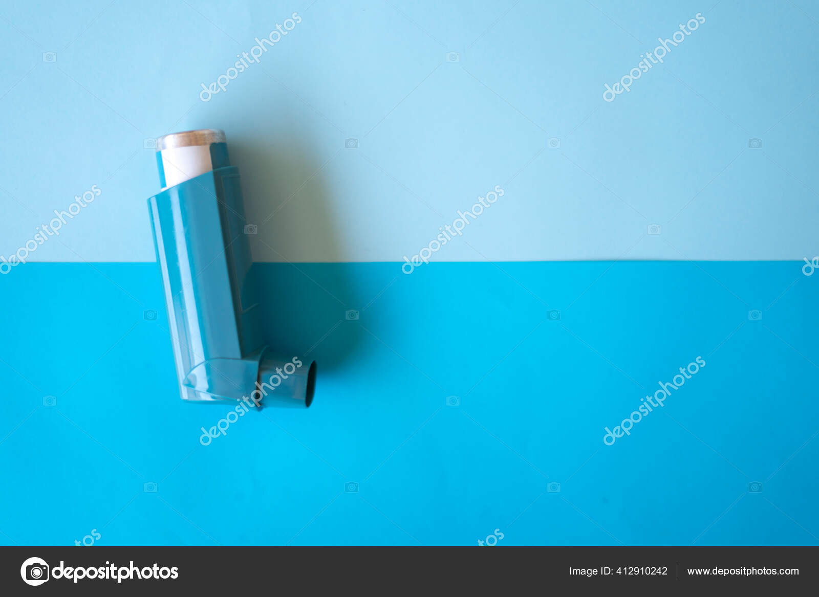 Asthma Inhaler Blue Background Asthma Concept Stock Photo by ©Cavan ...