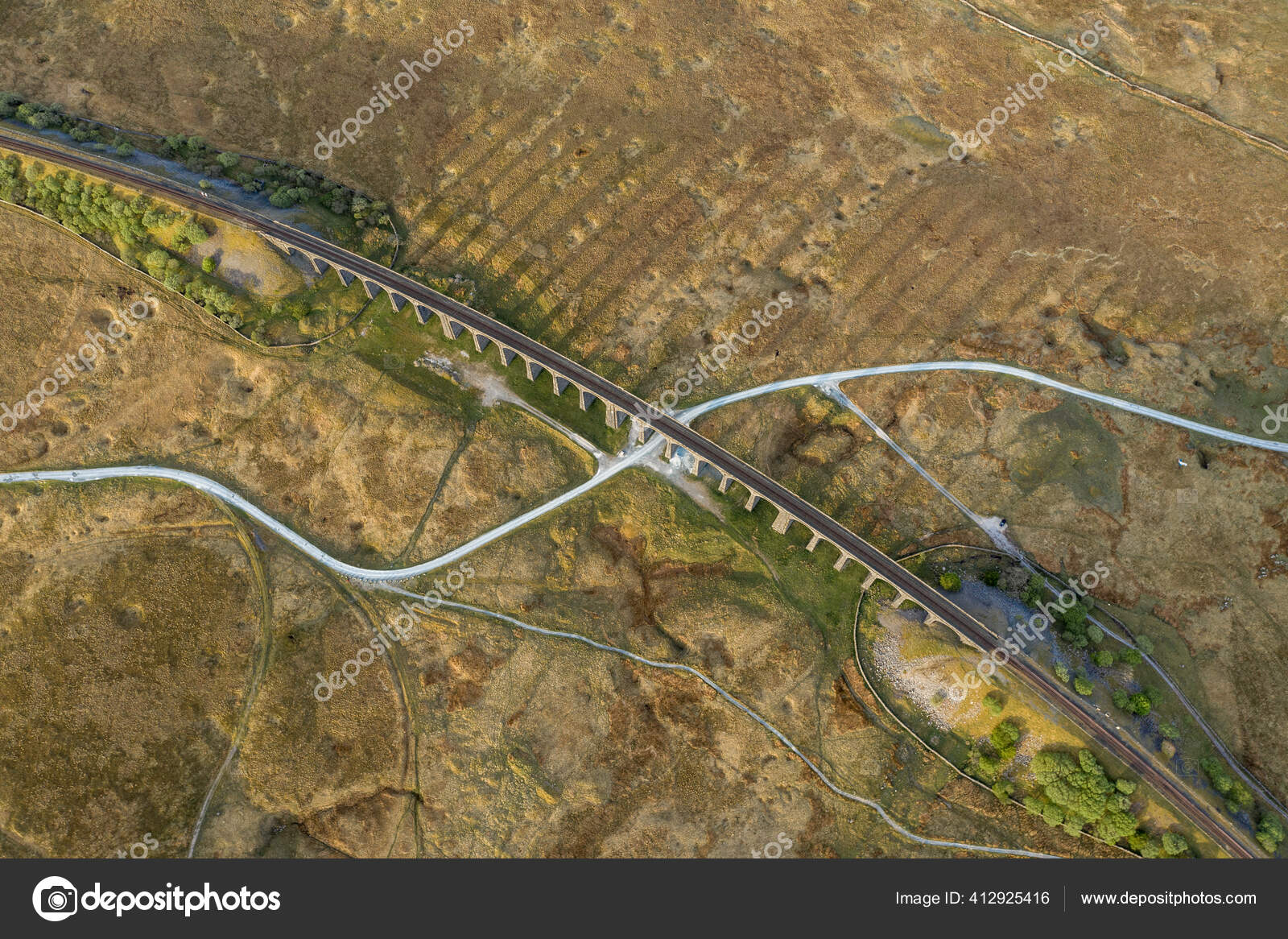 Aerial Ribblehead Viaduct Grade Listed Structure Viaduct Runs Settle ...