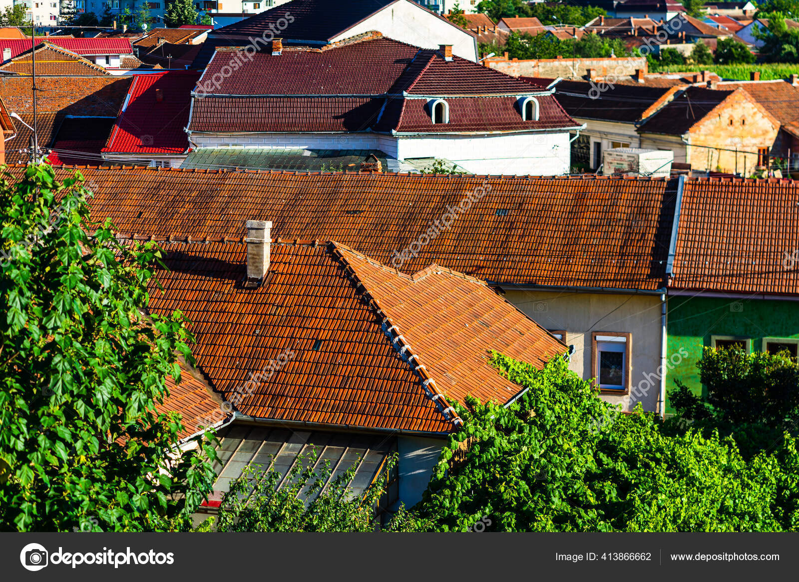Overview Tile Rooftops Old Houses Old Buildings Architecture Stock ...