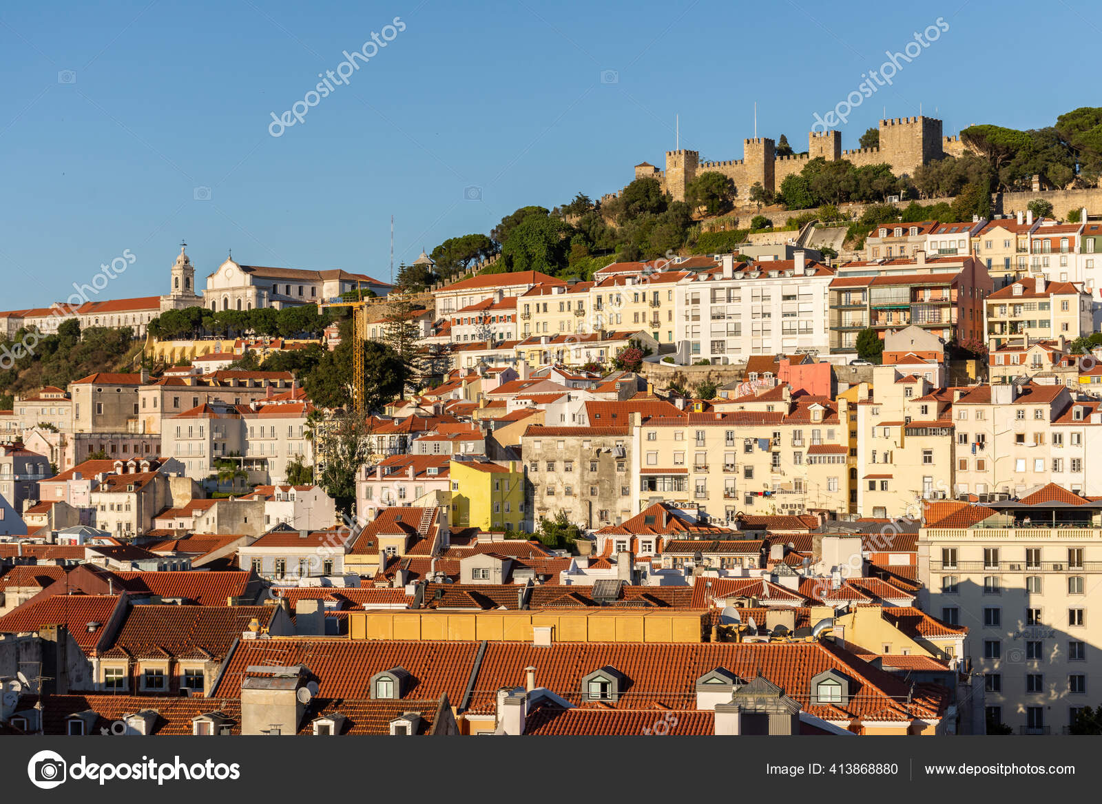 Beautiful View Old Historic City Buildings Castle Central Lisbon ...