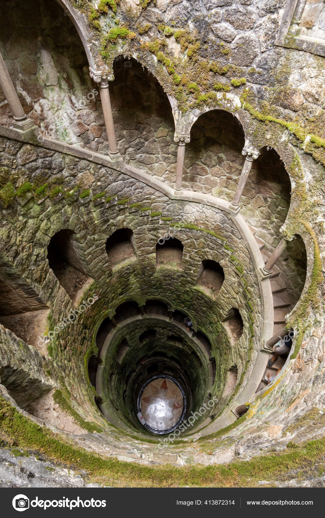 Beautiful View Old Historic Inverted Tower Quinta Regaleira Sintra ...