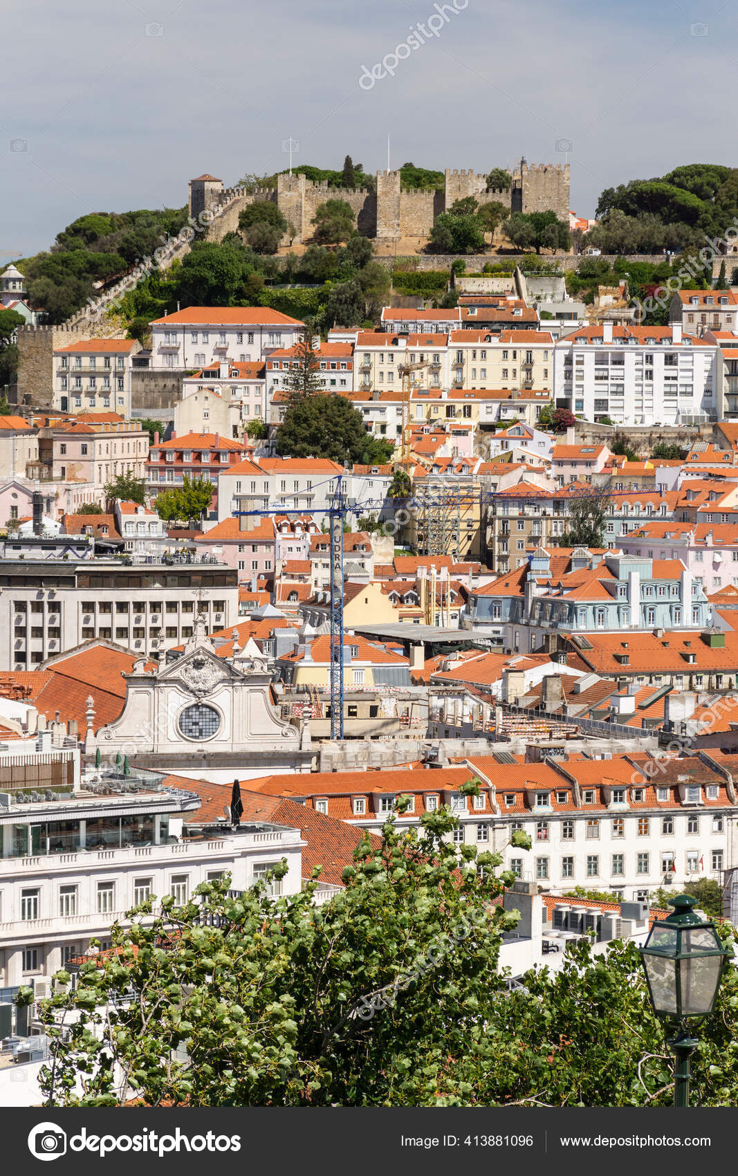 Beautiful View Old Historic City Buildings Castle Central Lisbon ...
