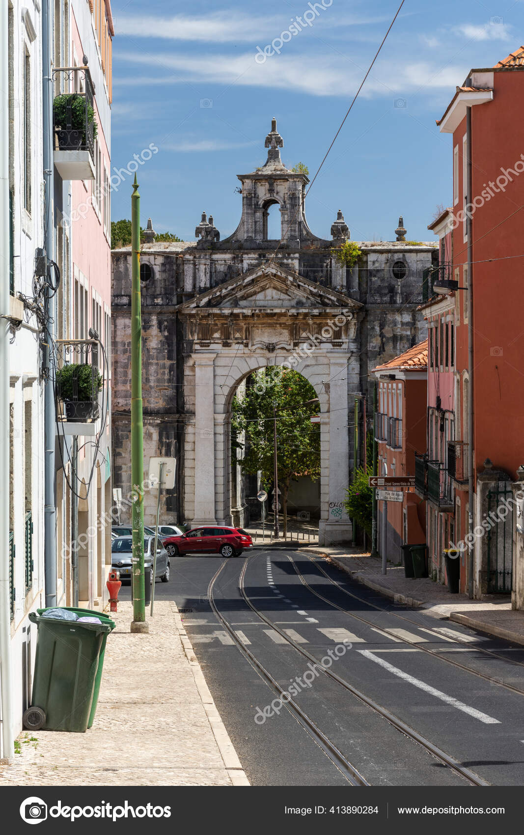 Beautiful View Old Historic Arch City Buildings Central Lisbon Portugal ...
