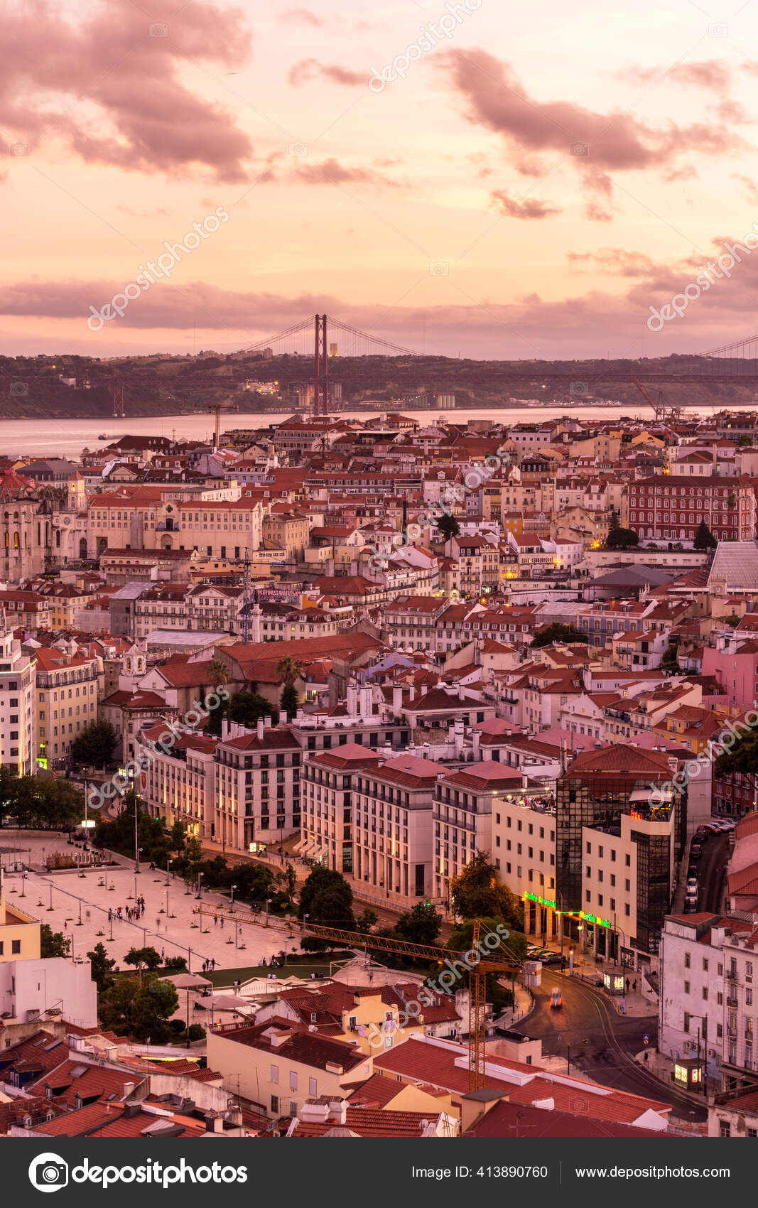 Beautiful View Old Historic City Buildings Central Lisbon Portugal ...