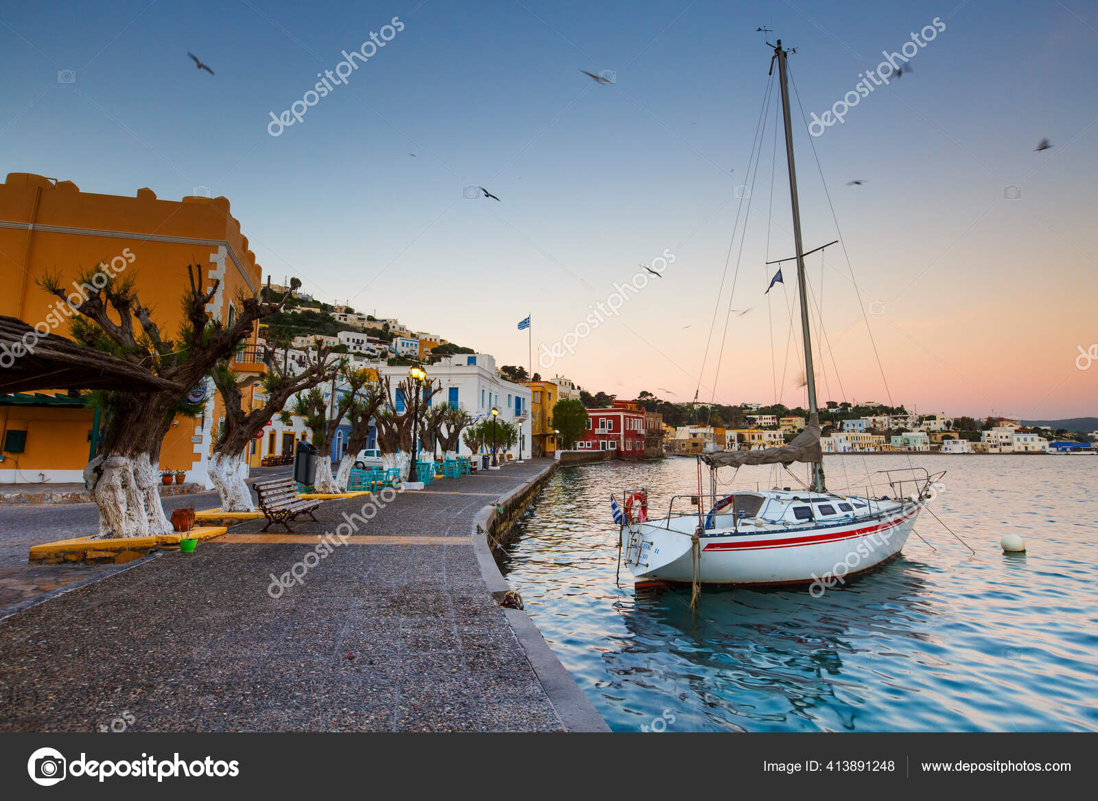 Port Agia Marina Village Leros Island Greece — Stock Editorial Photo ...
