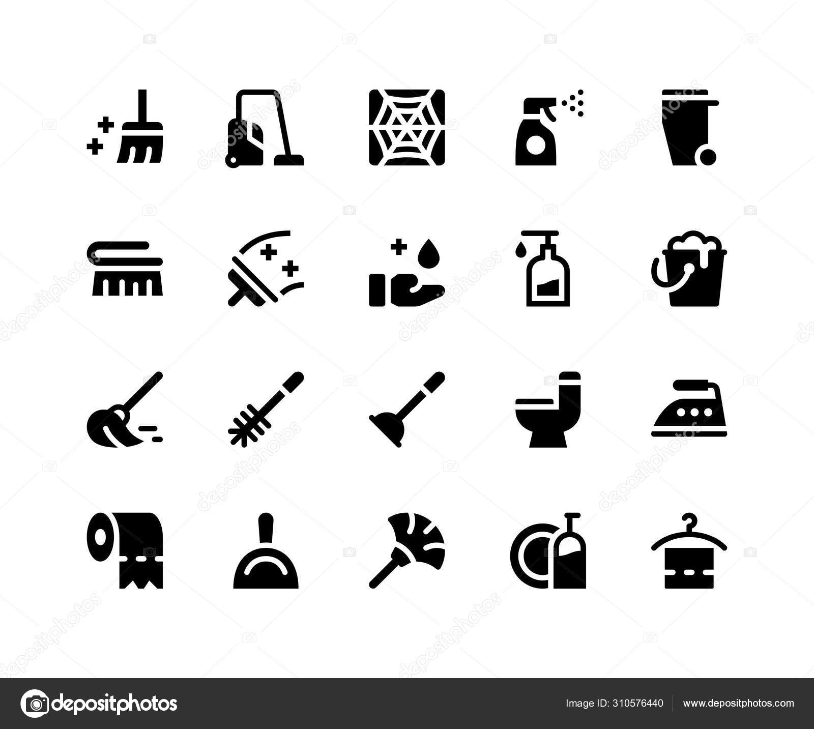 Cleaning Glyph Icons — Stock Vector © ayubirawan #310576440