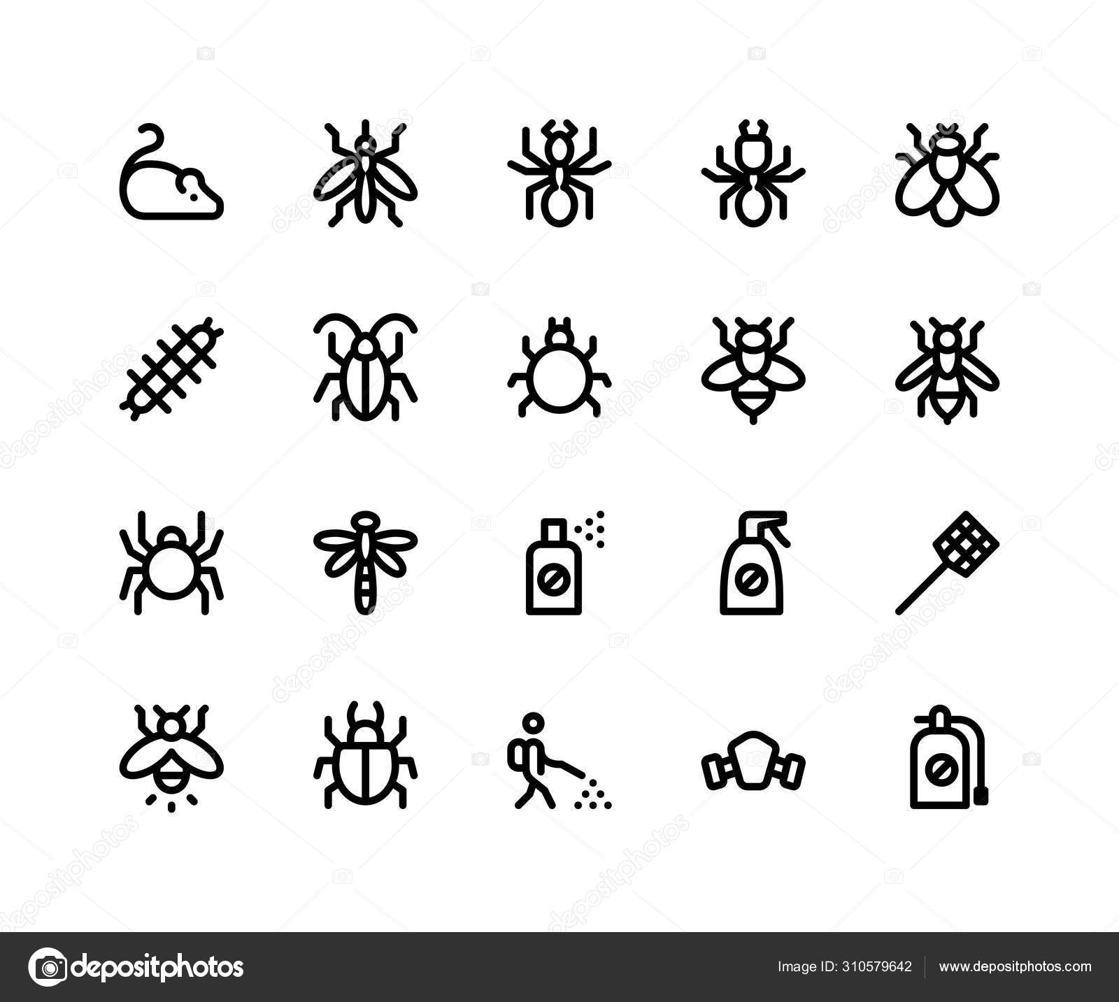 Pest Control Line Icons Stock Vector by ©ayubirawan 310579642