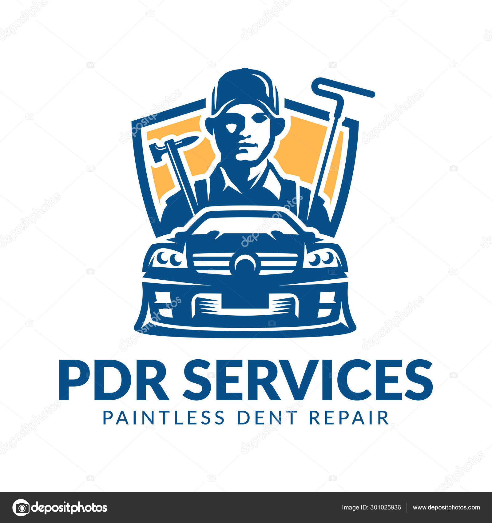 Paintless Dent Repair logo, PDR service logo, automotive company Stock ...
