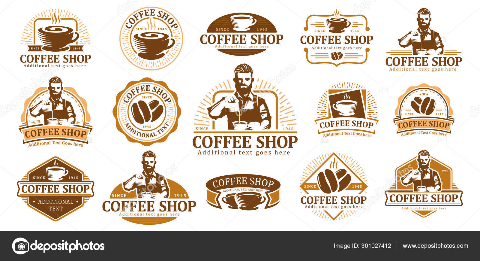 Set of Coffee logo, vector coffee label badge or emblem pack, cafe ...