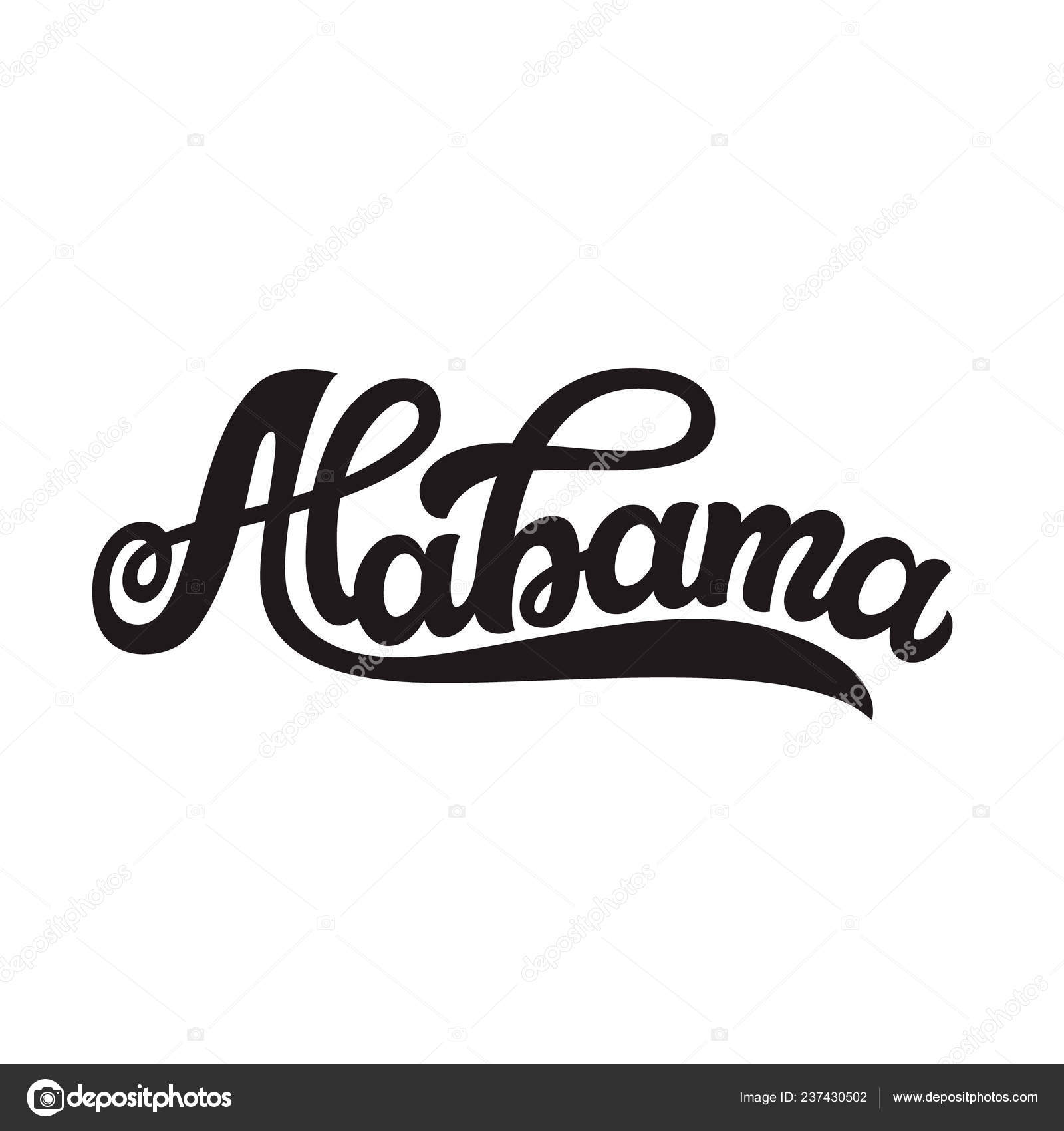 Alabama Hand Drawn State Name Isolated White Background Modern ...