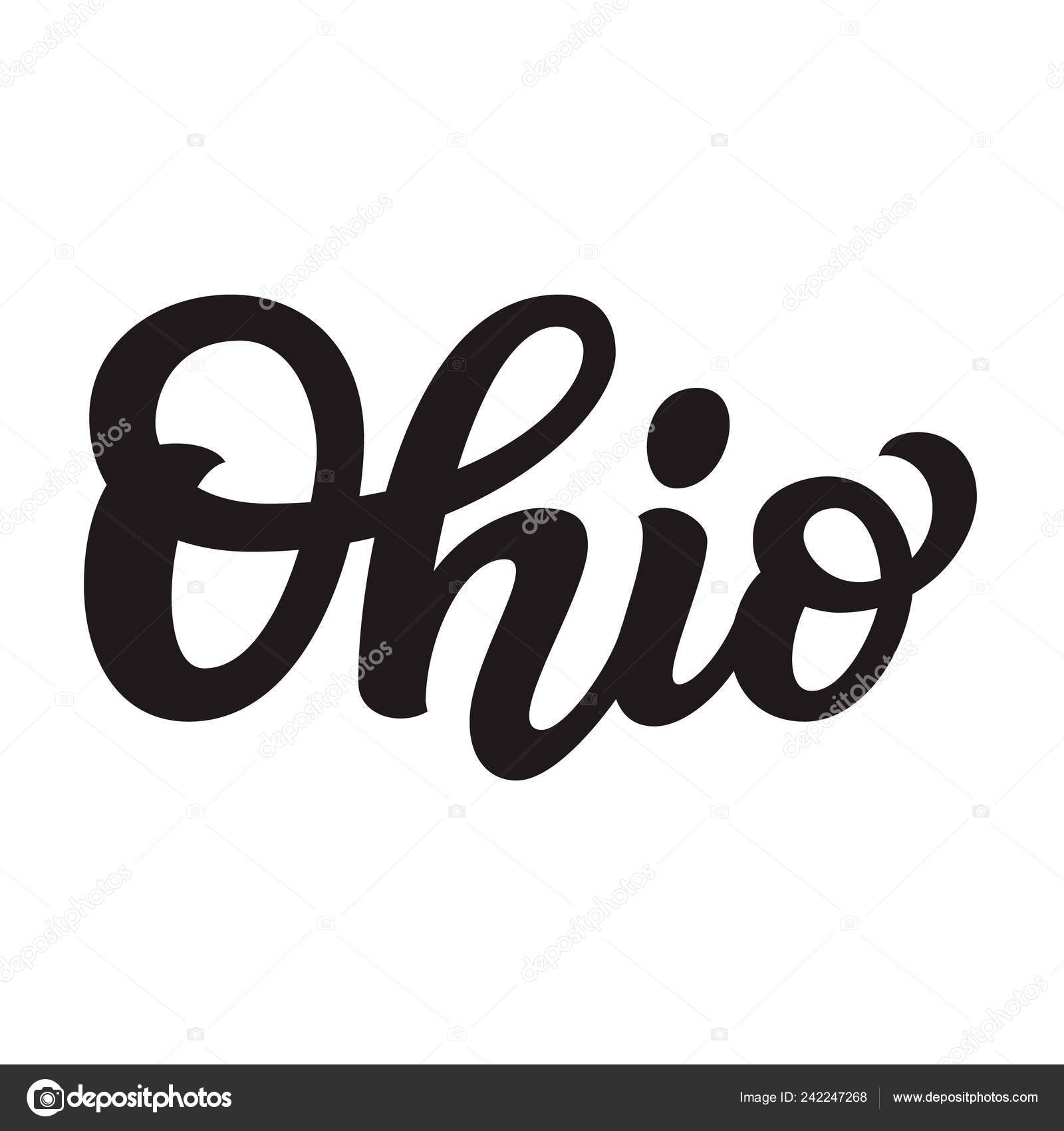 Ohio Nombre Estado Estadounidense Dibujado Mano Aislado Sobre Fondo ...