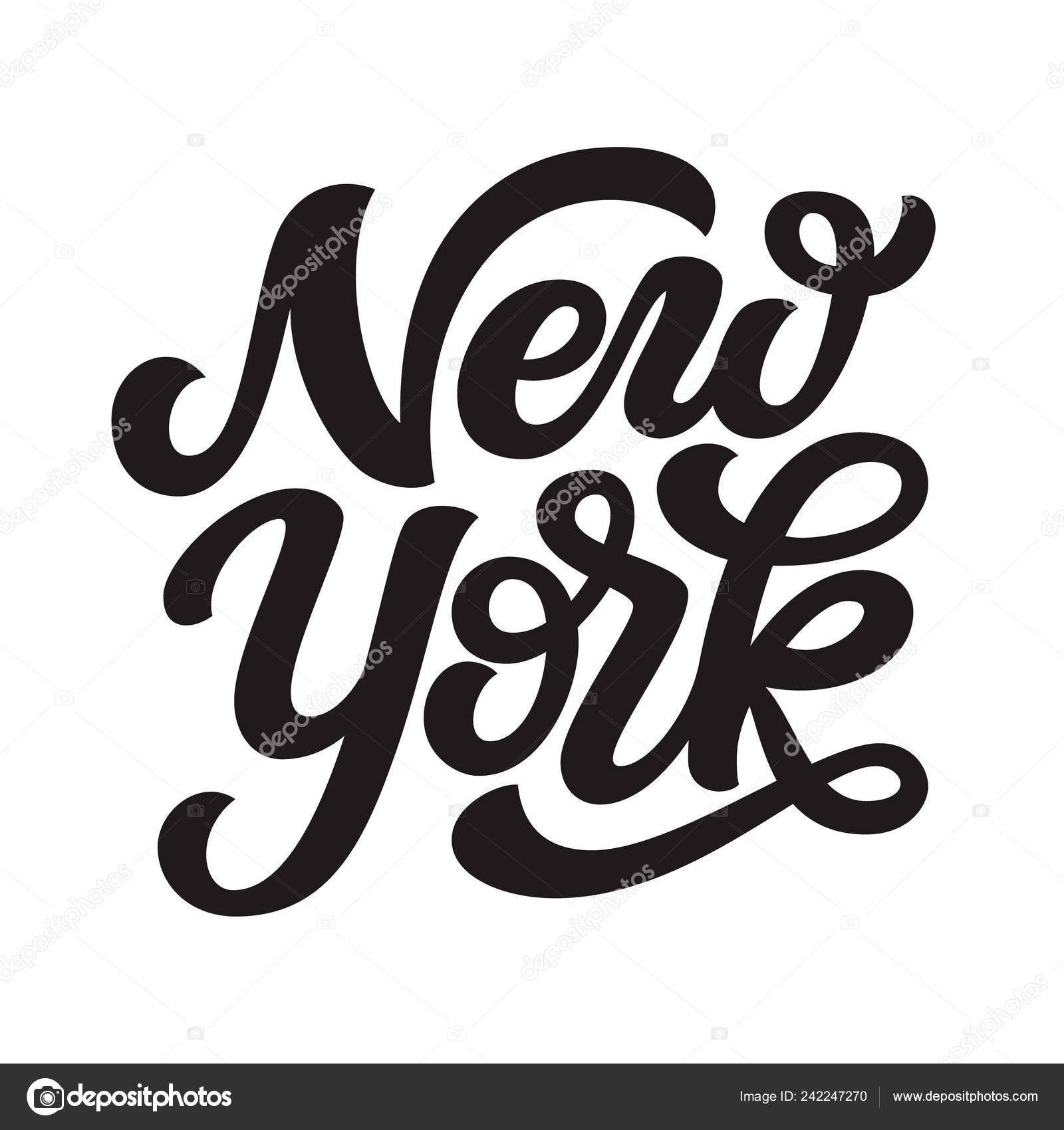 New York Hand Drawn State Name Isolated White Background Modern Stock ...