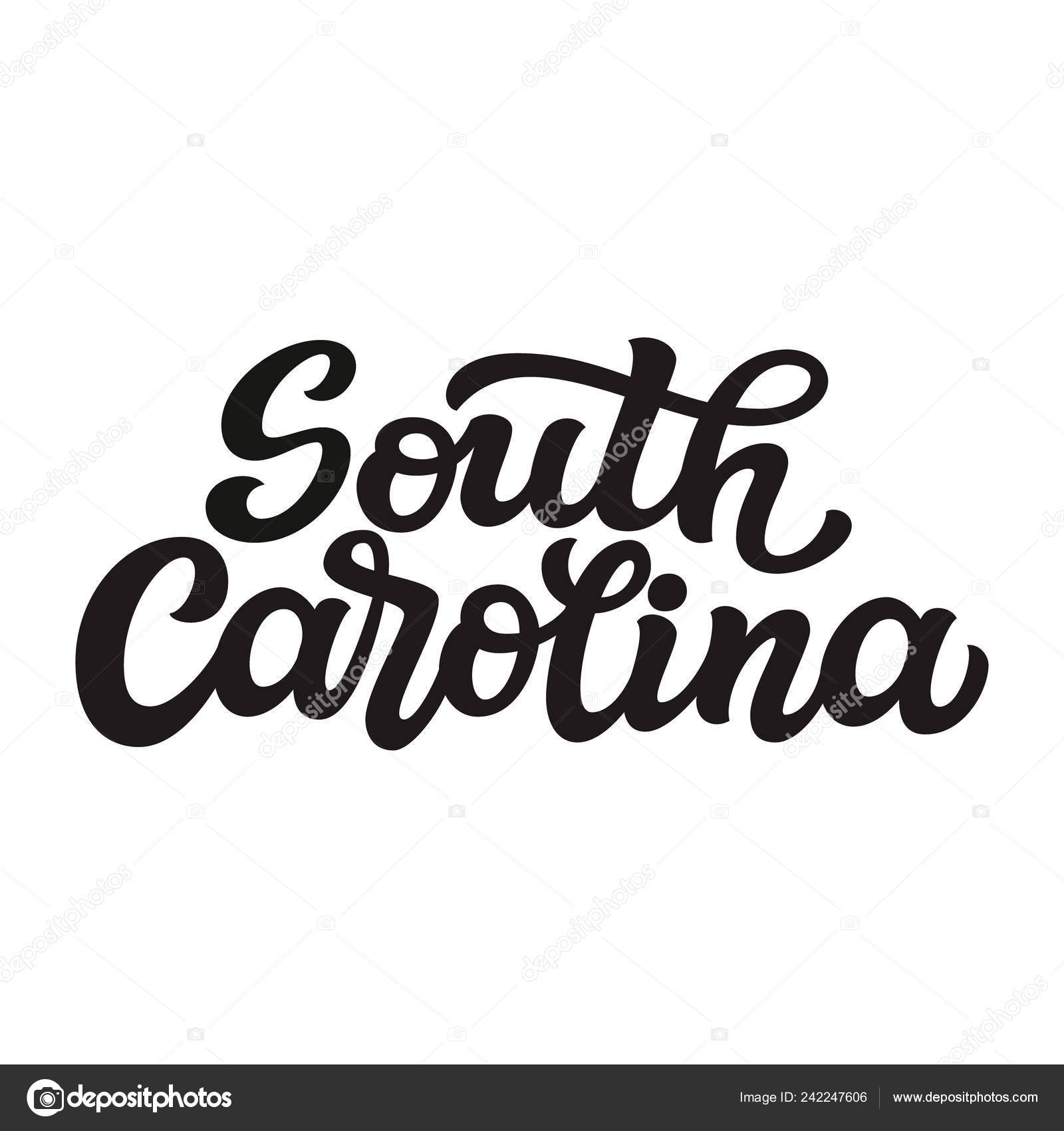 South Carolina Hand Drawn State Name Isolated White Background Modern ...