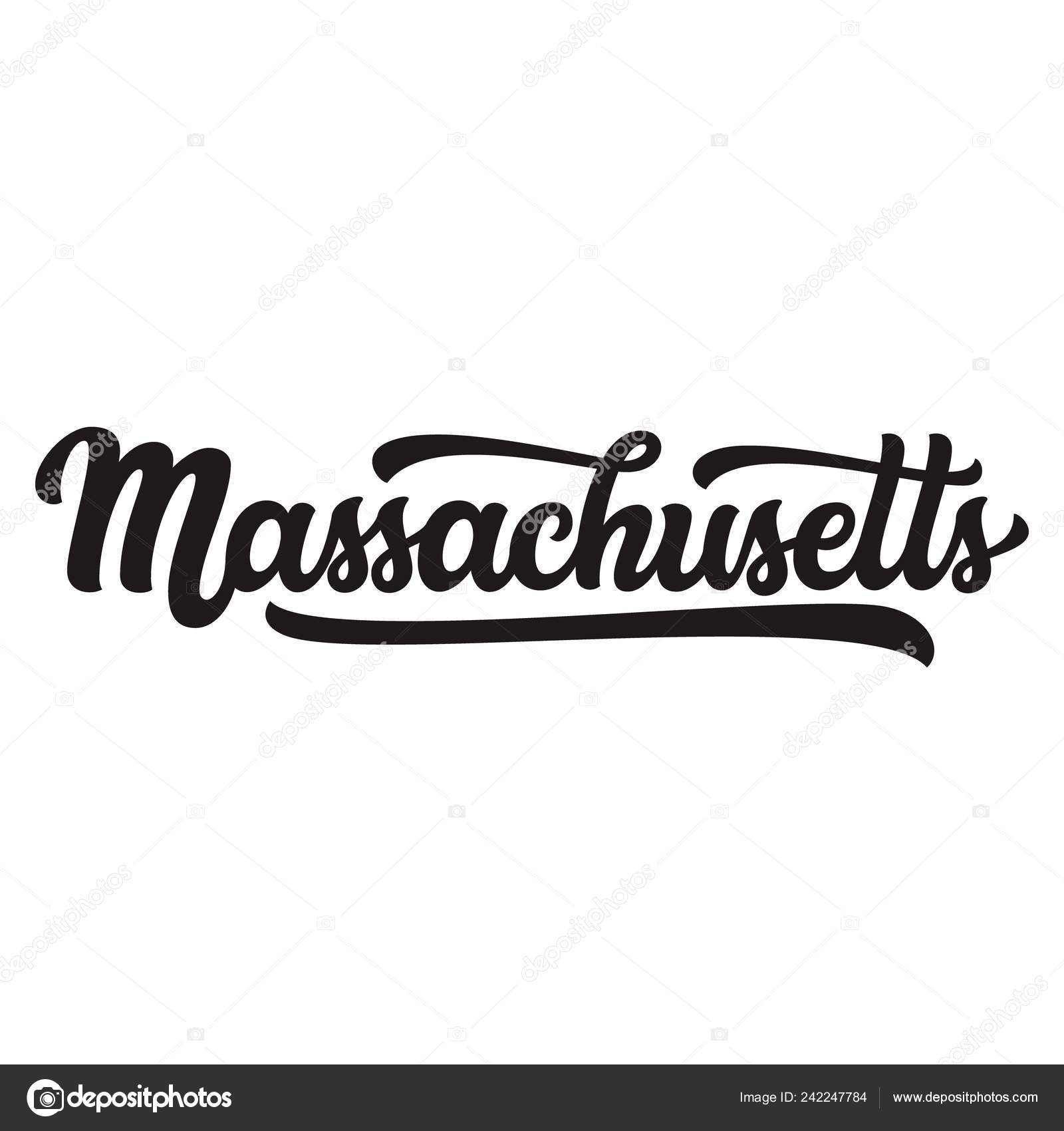 Massachusetts Hand Drawn State Name Isolated White Background Modern ...