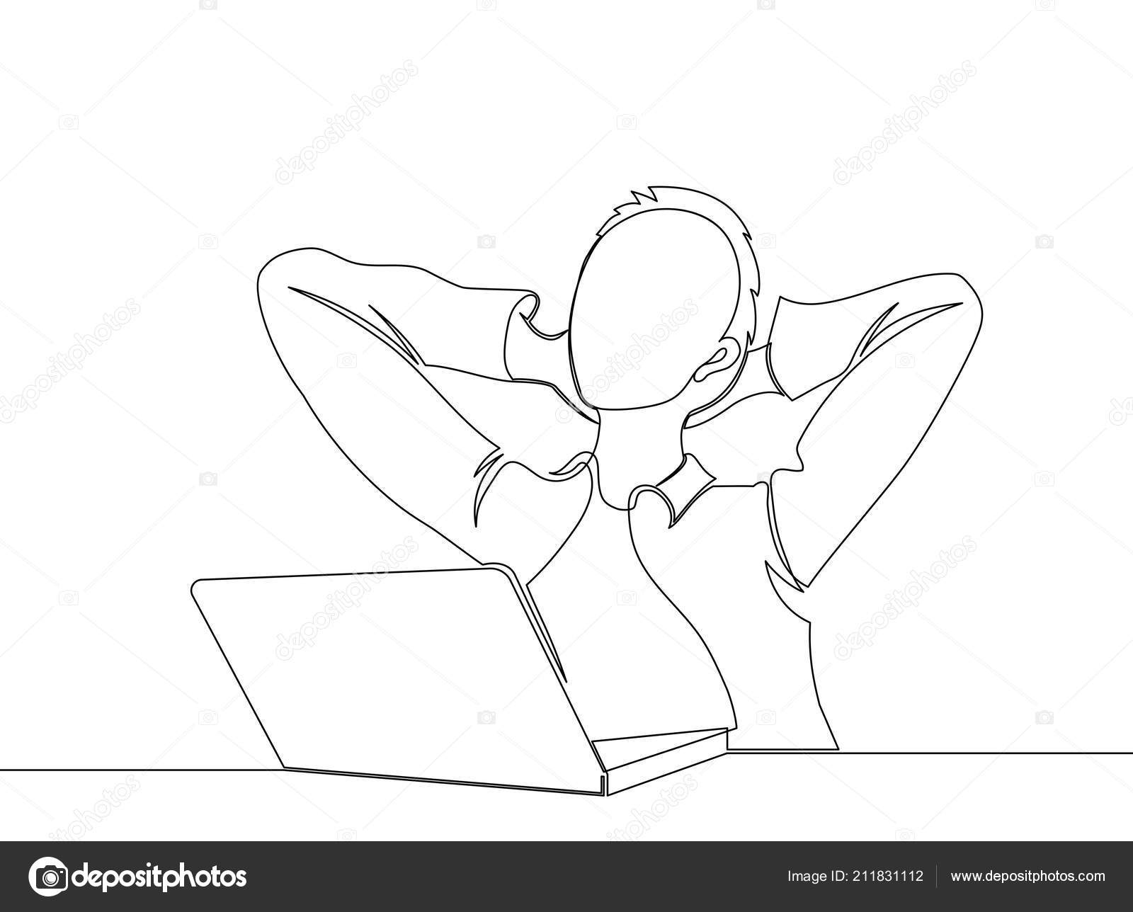 Satisfied with work done. Happy young man working Stock Vector by ...