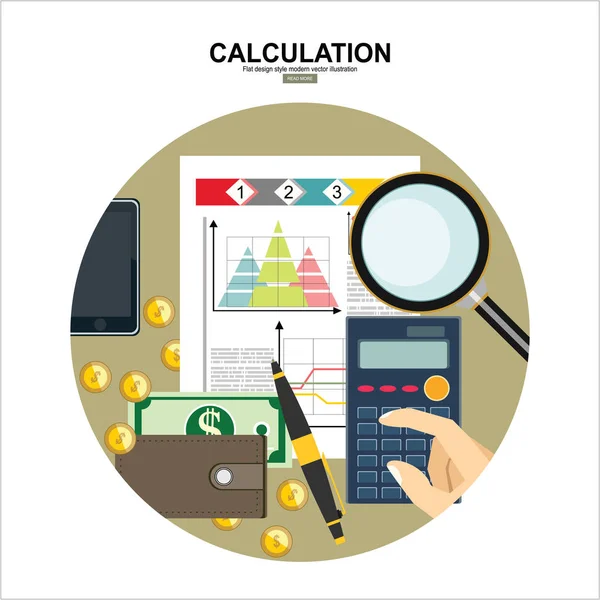 Calculation Concept Businessman Accountant Flat Design Vector ...