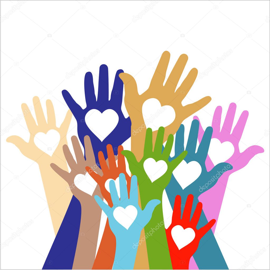 conjunto de manos con corazones, simplemente ilustración vectorial 2023