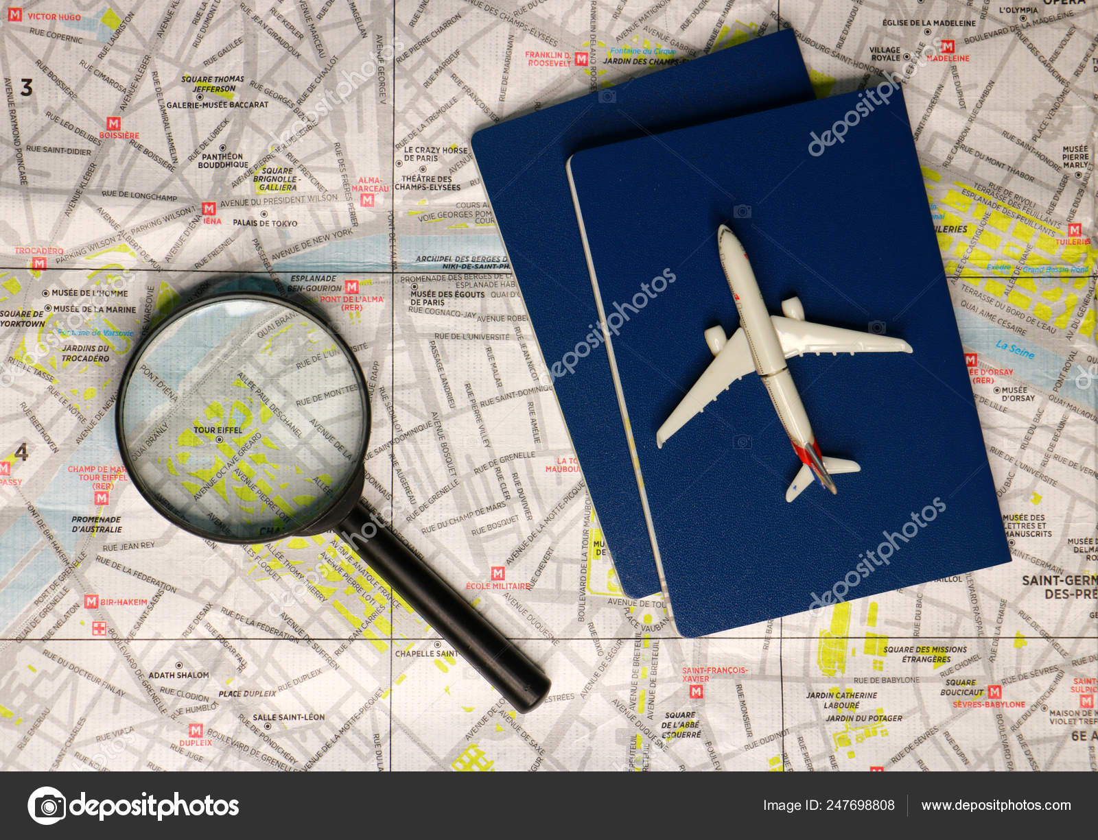 Map Plane Passports Magnifying Glass – Stock Editorial Photo © sanaka ...