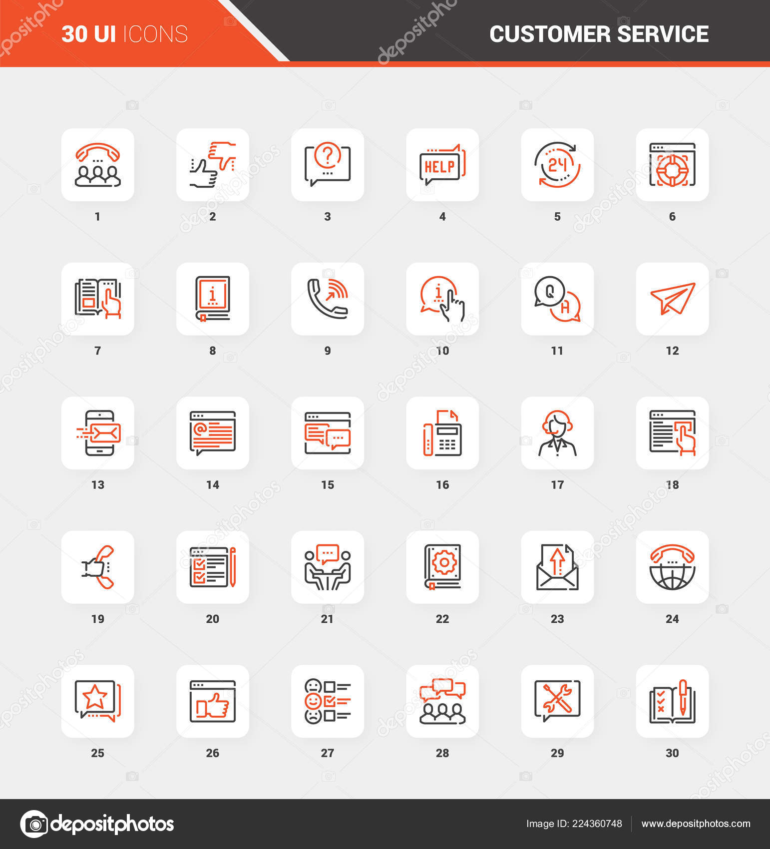 Customer Service Flat Line Web Icon Concepts Stock Vector Image by ...