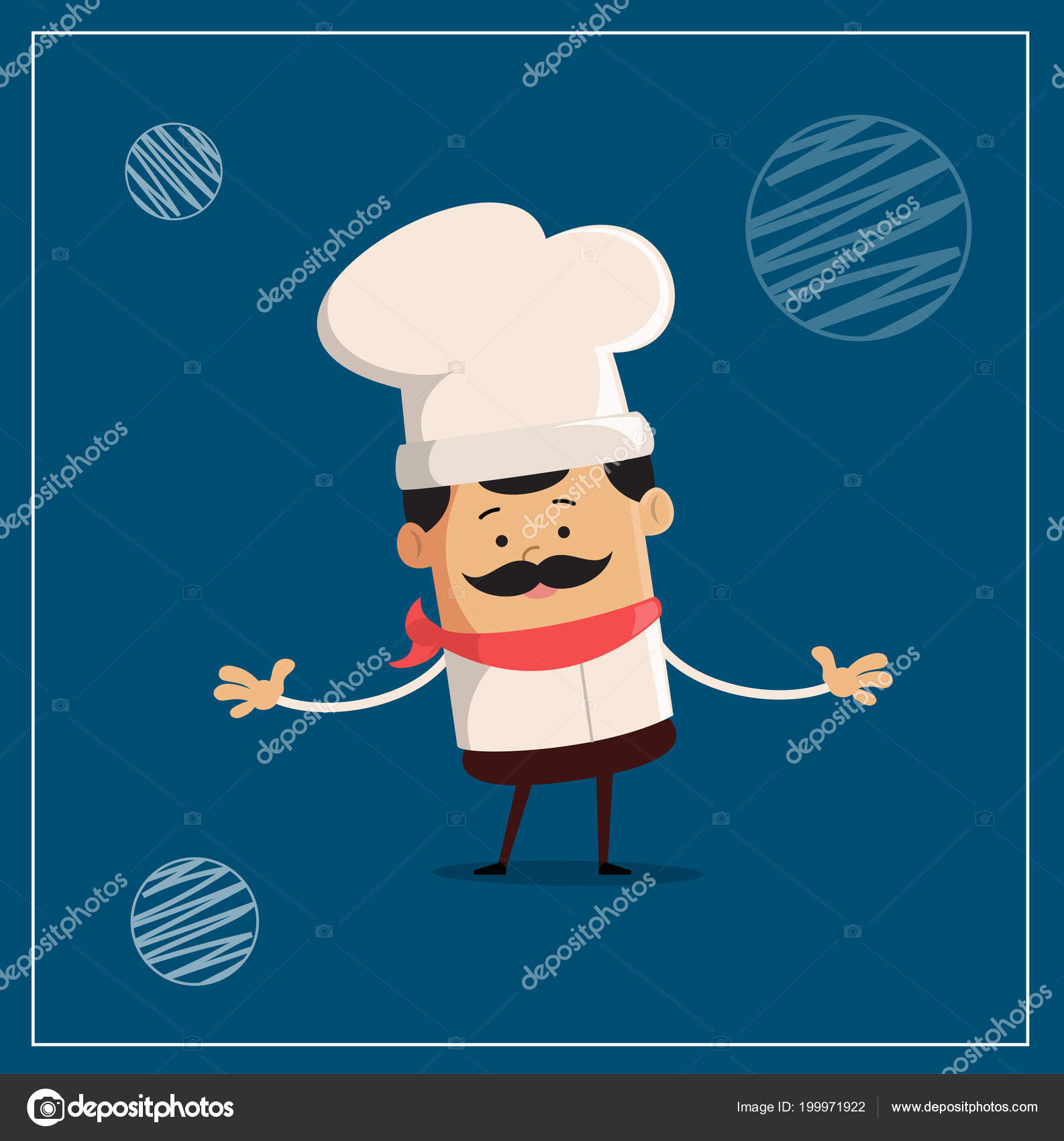 Cartoon Chef Background Flat Vector Illustration Design Stock Vector by ...