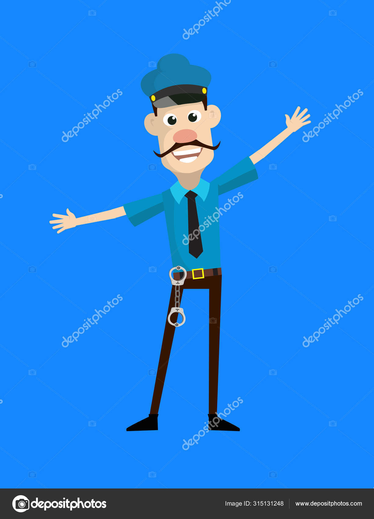 Cartoon Cop Policeman - In Cheerful Pose Stock Illustration by ...