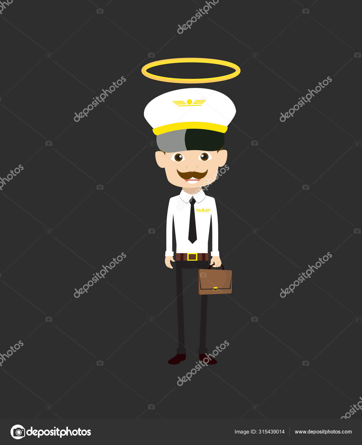 Cartoon Pilot Flight Attendant - Standing and Smiling Stock Vector by ...