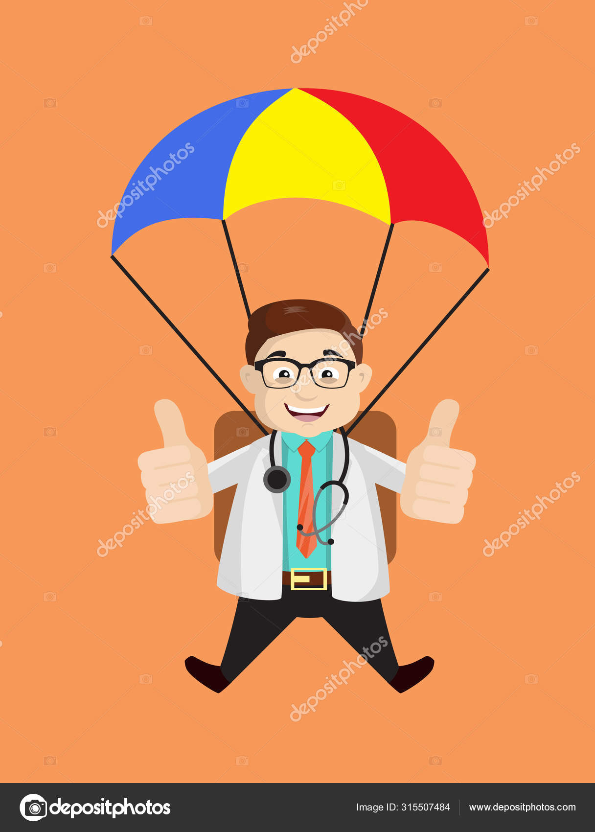 Dermatologist Doctor - Successful Landing with Parachute Stock Vector ...