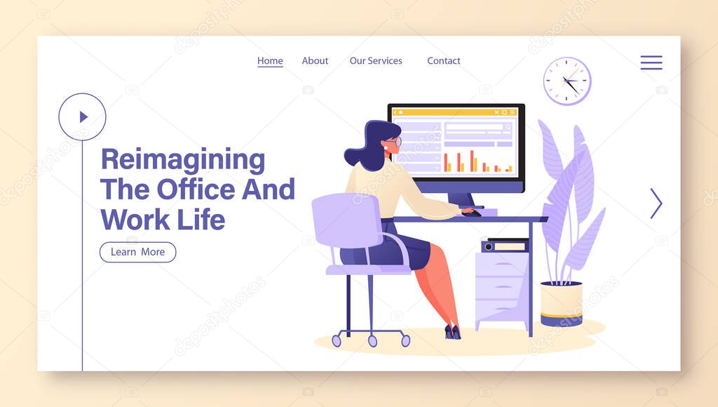 Ilustración vectorial en estilo plano de dibujos animados con mujer en ...