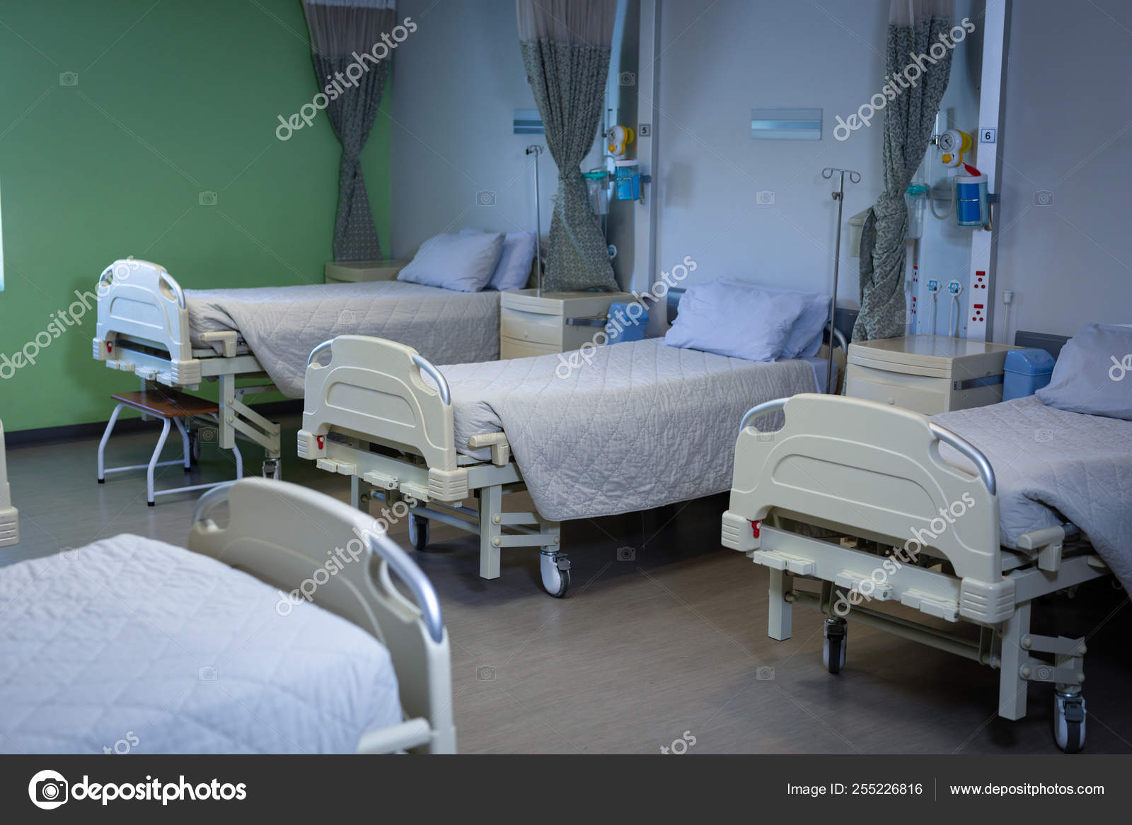 Row Empty Hospital Beds Hospital Stock Photo by ©Wavebreakmedia 255226816