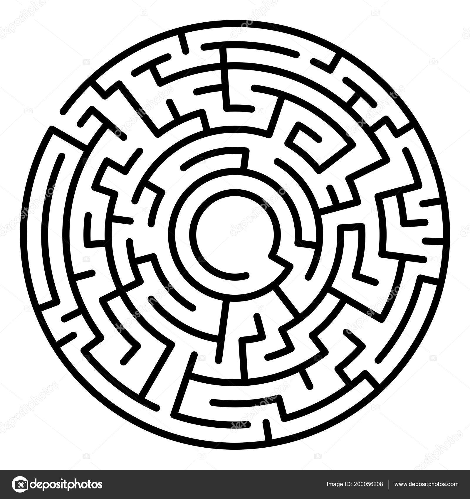 Maze Circle Labyrinth Maze Symbol Isolated White Background Stock ...