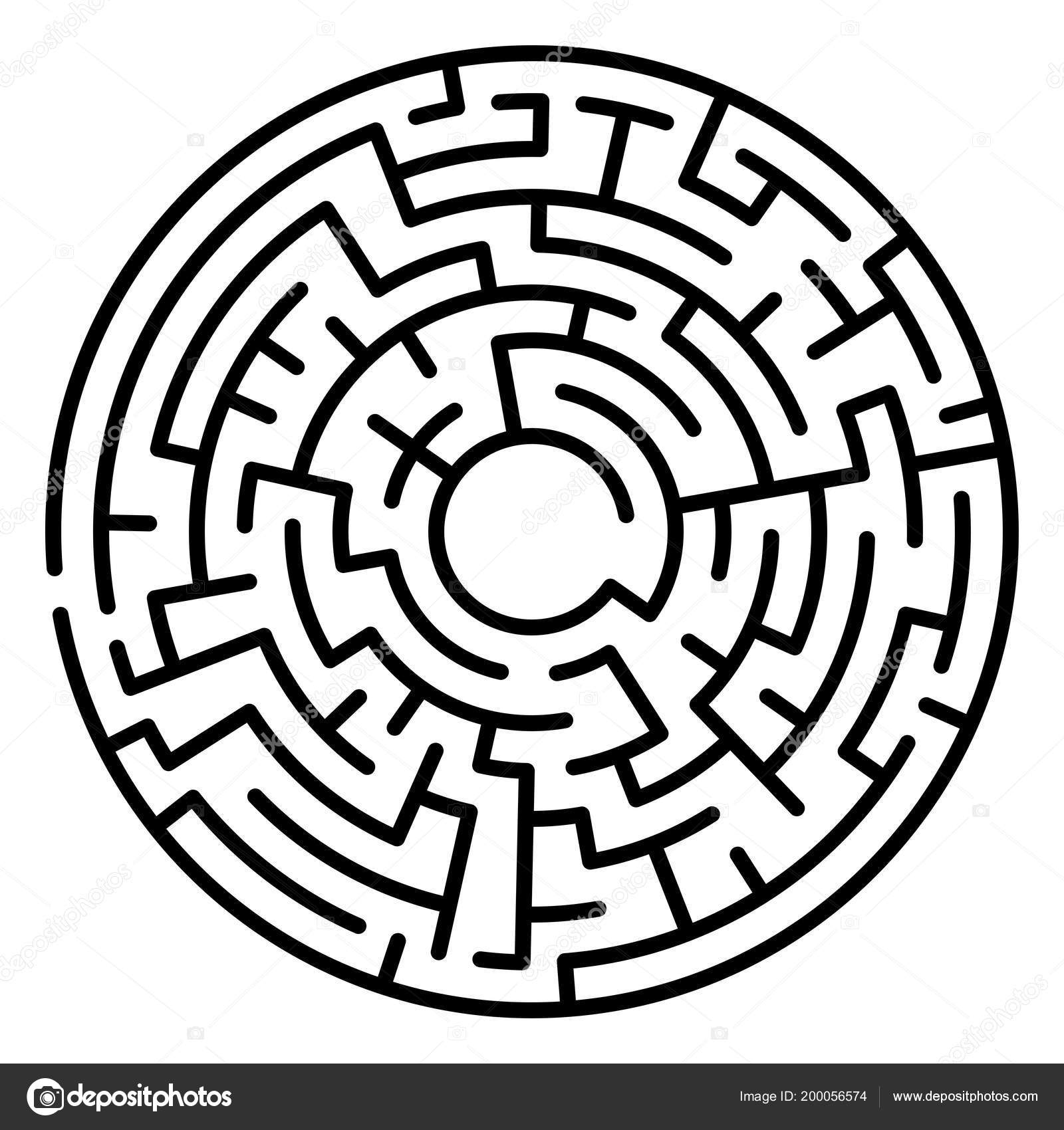 Círculo Labirinto Labirinto Símbolo Labirinto Isolado Sobre Fundo ...