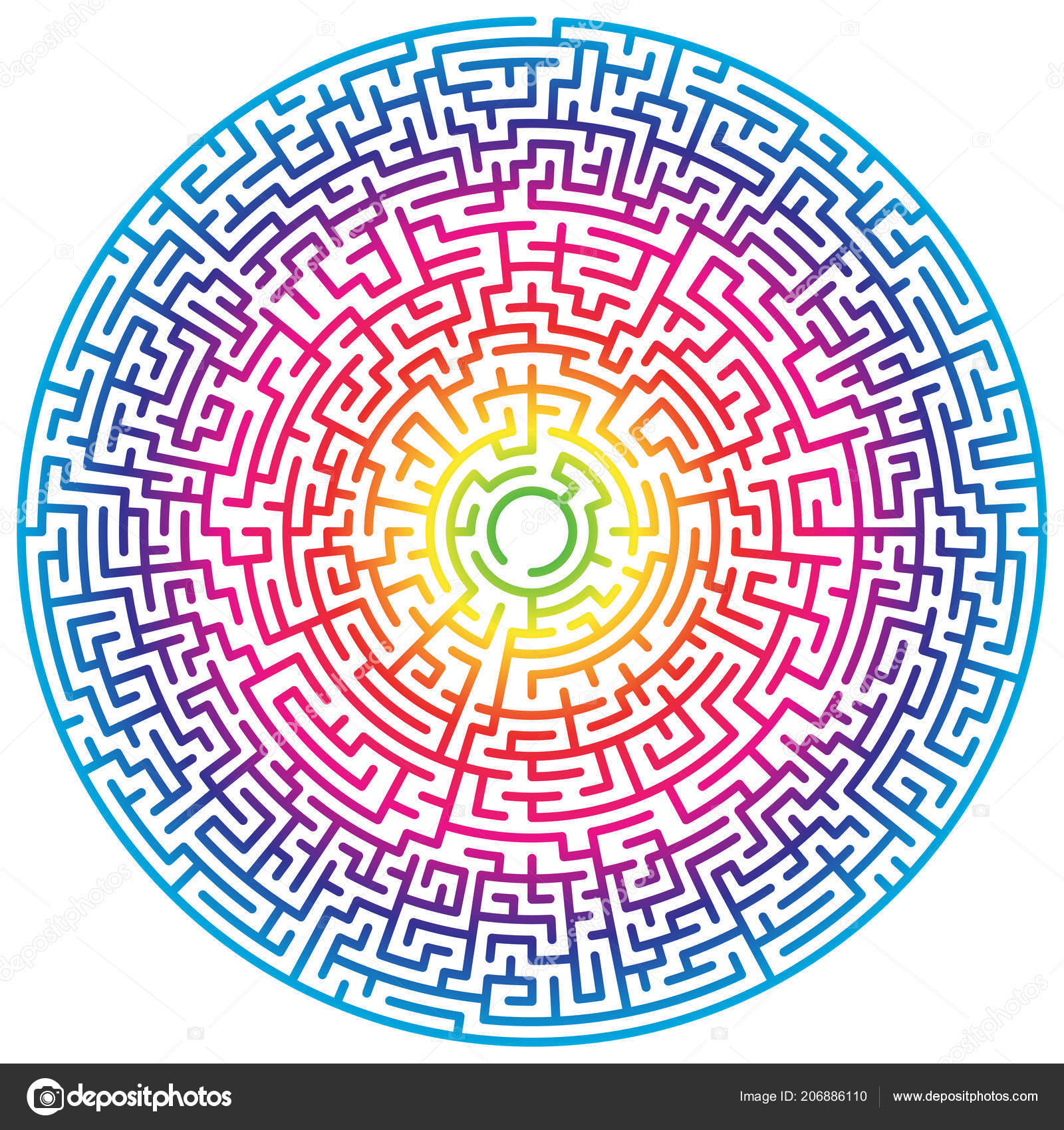 Maze Circle Labyrinth Maze Symbol Isolated White Background Rainbow Labyrinth Stock Vector Image ...