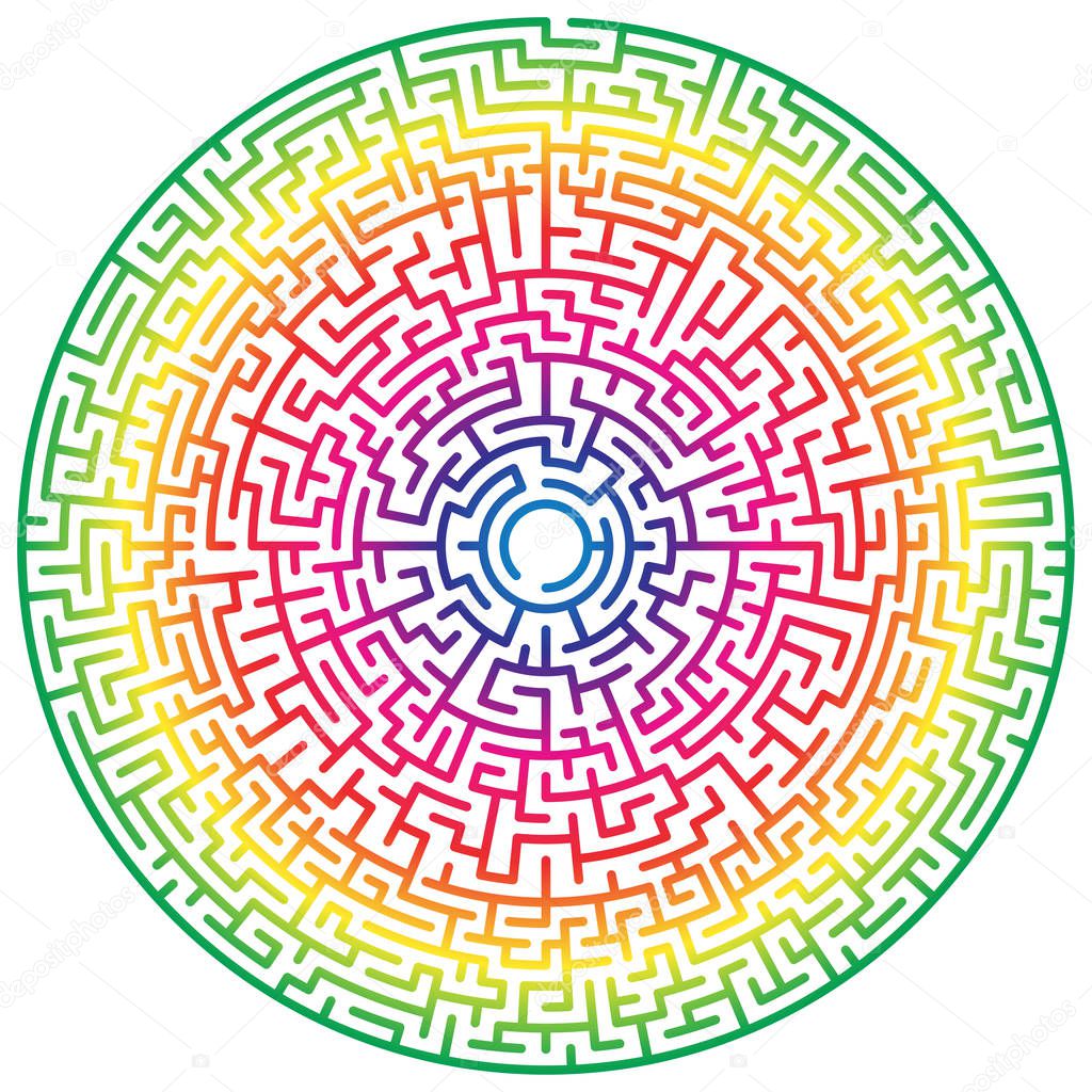 Laberinto círculo. Laberinto. Símbolo del laberinto. Aislado sobre ...