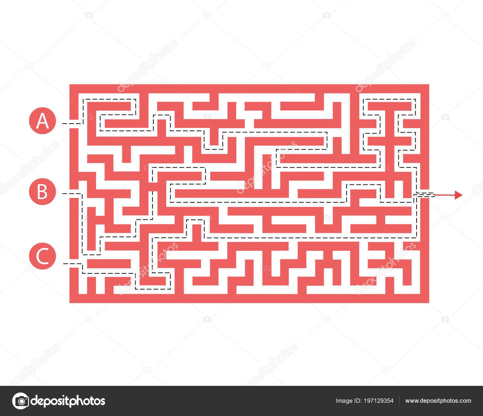 Rectangular Red Maze Isolated White Background Stock Vector Image by ...
